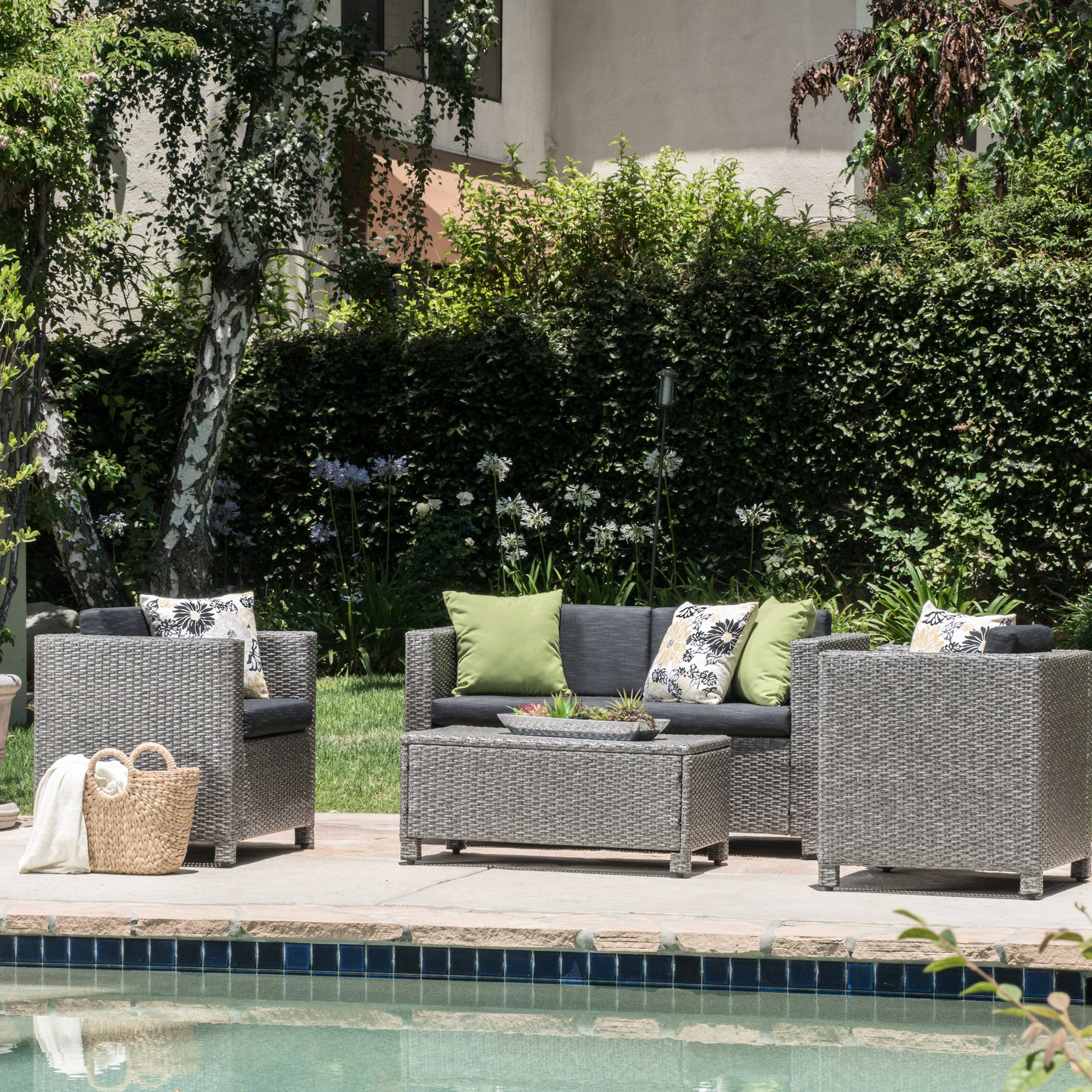 Black rattan seating set - creates a breezy outdoor atmosphere - for ...