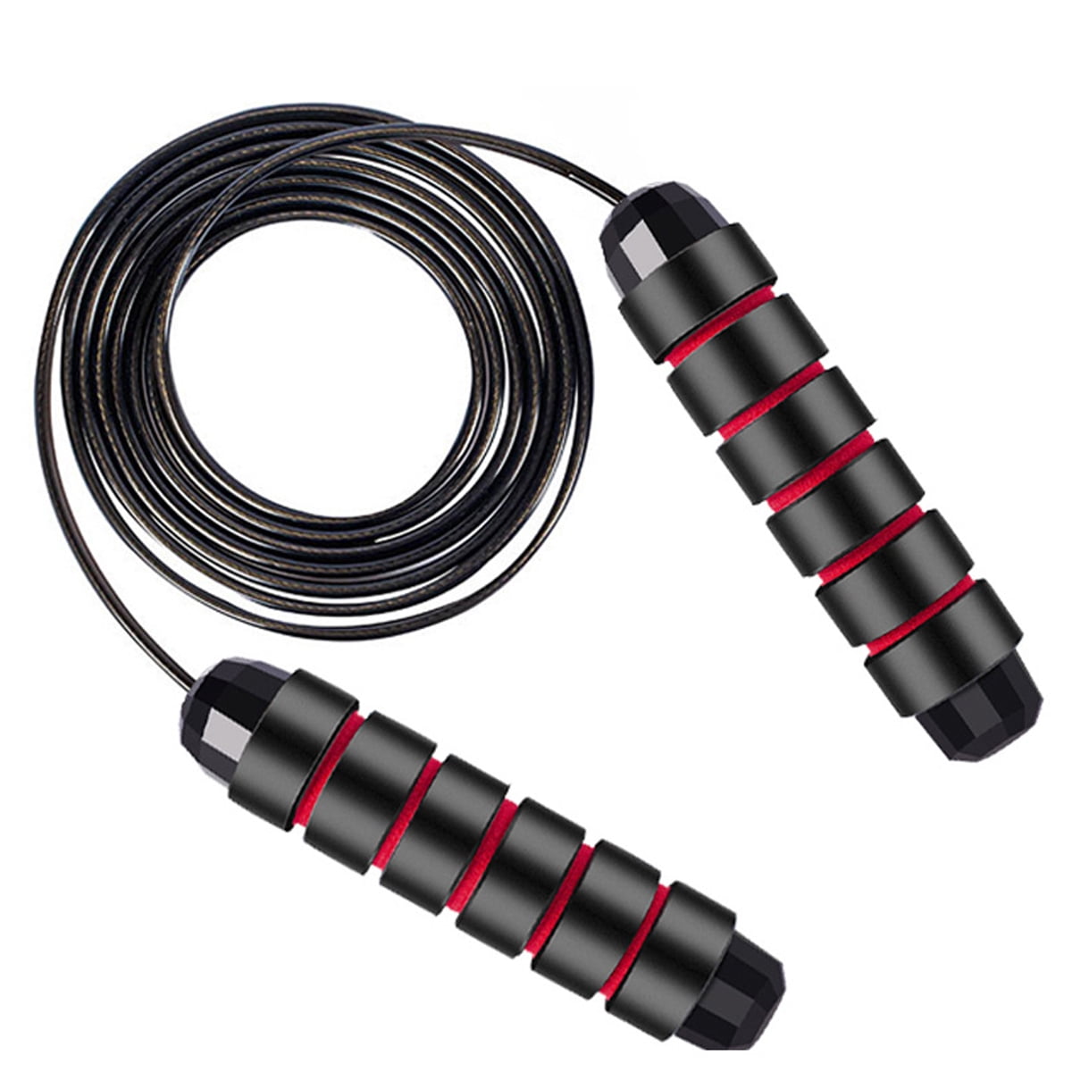 Black red Jump Rope Adjustable Steel Jump Rope Workout with Foam ...