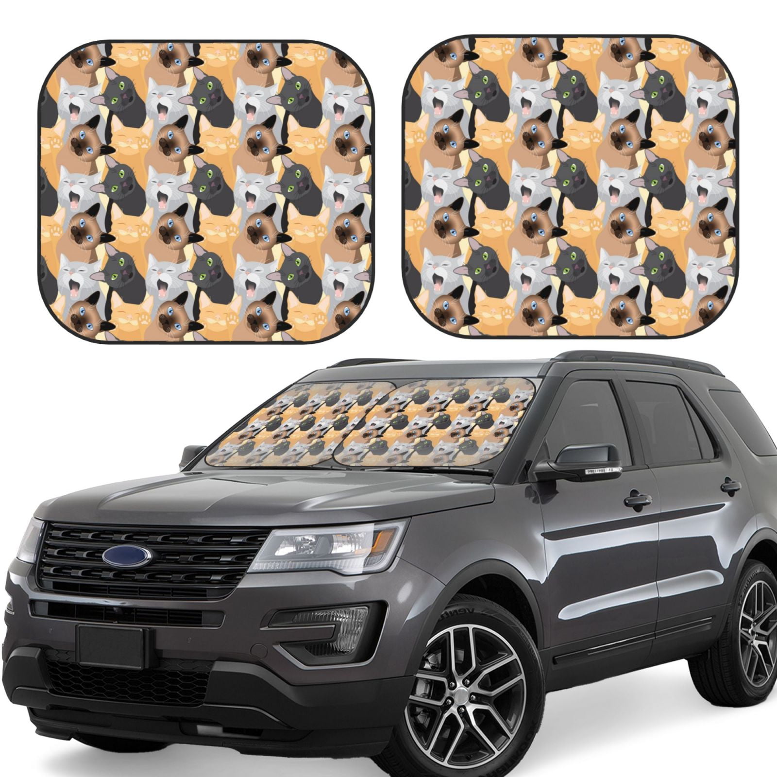 Black red Siamese gray cats Car Windshield Sun Shade - Foldable Car Sun ...