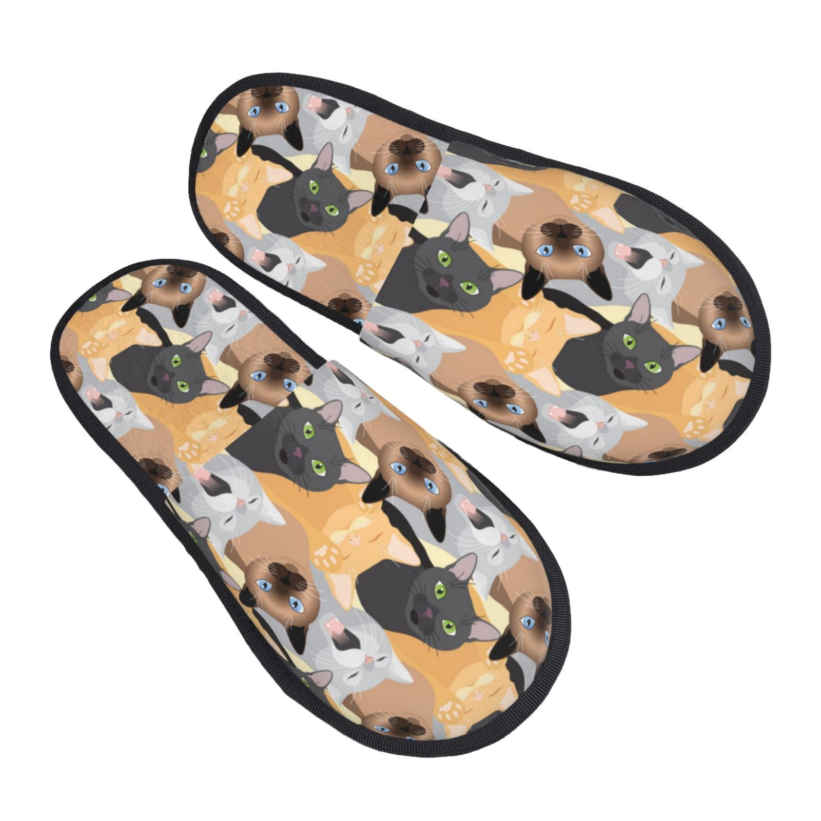 Black red Siamese gray cats House Slippers for Women Indoor, Fuzzy Warm ...