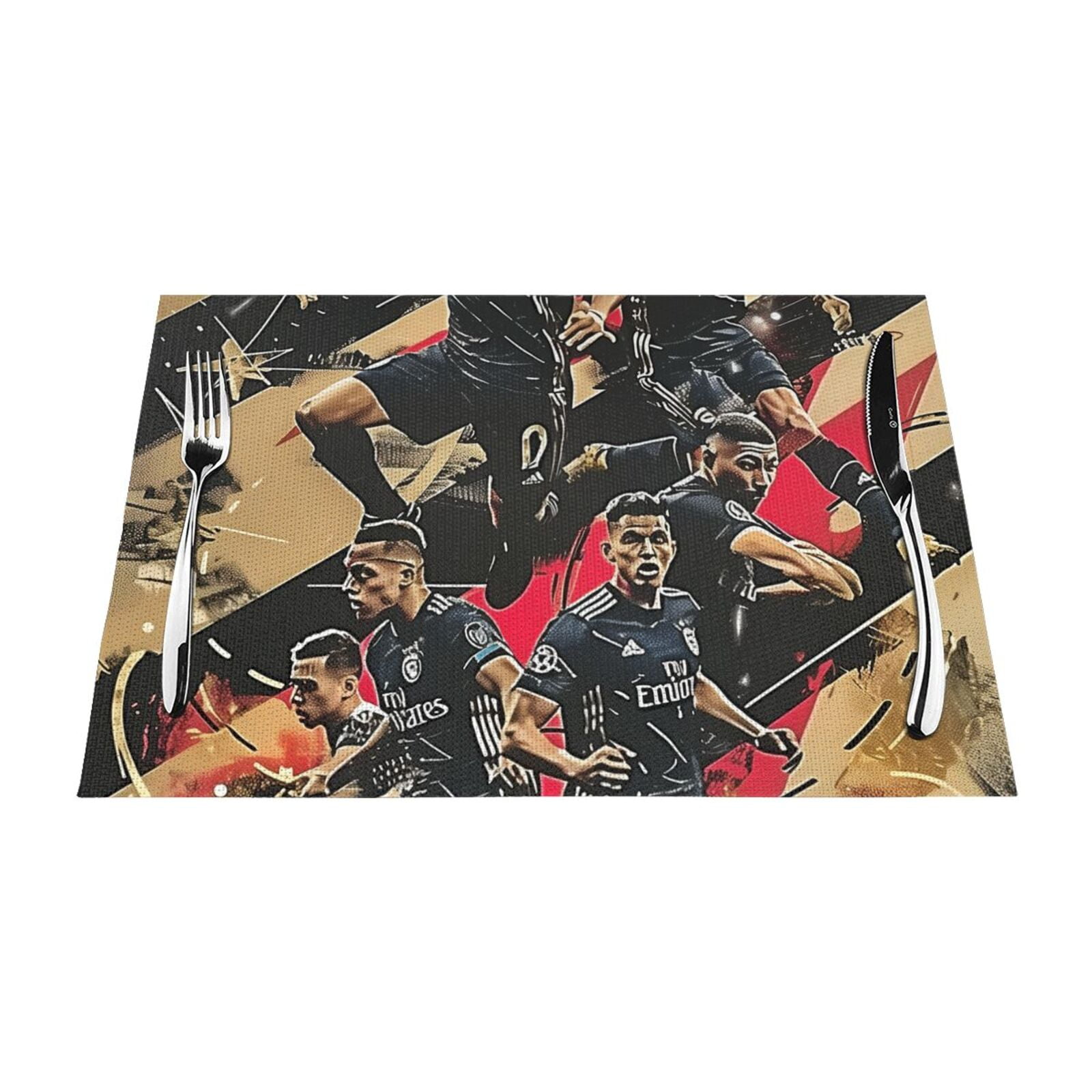 Black and signed football Table mat can be wiped, dinner mat set, felt ...