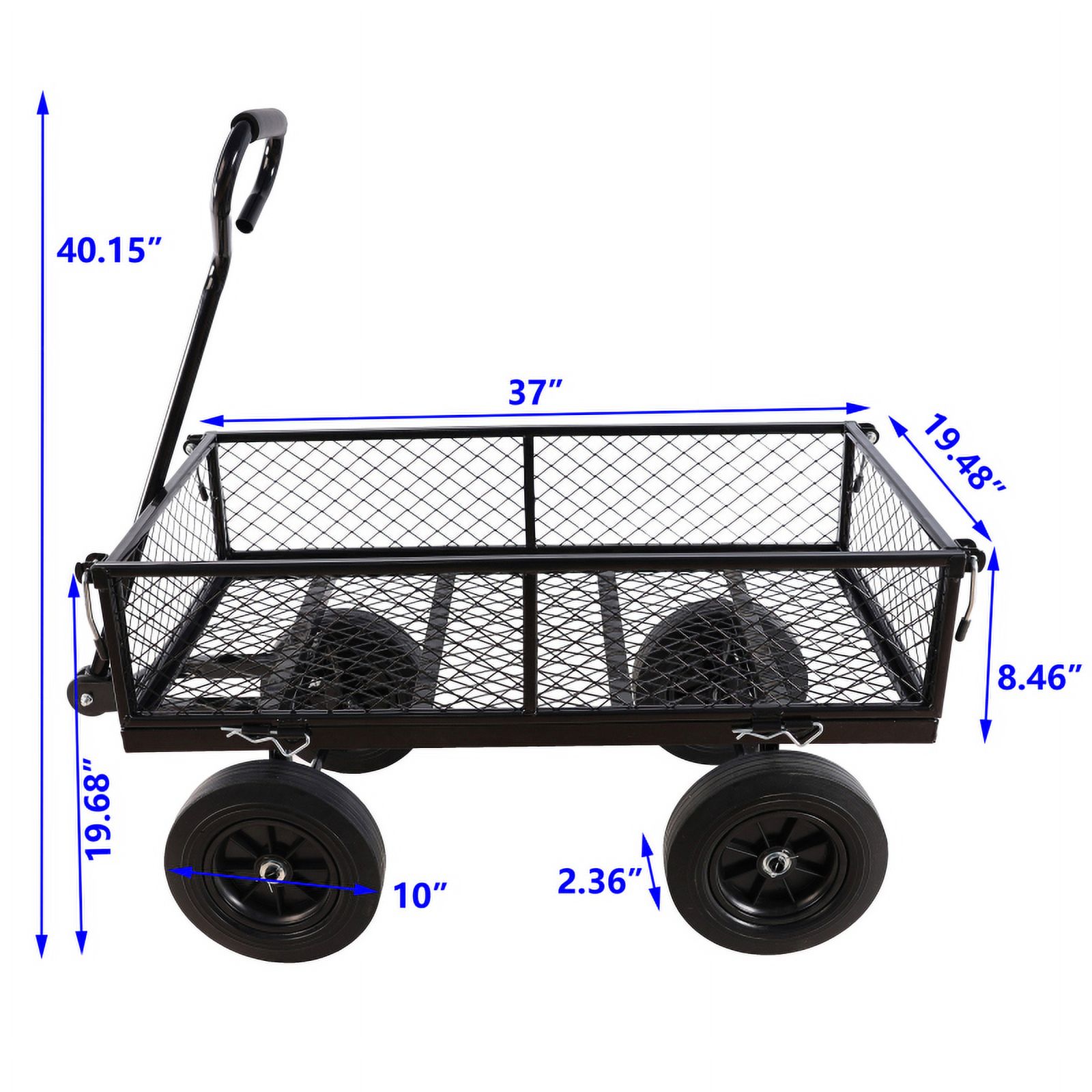 (Black solid wheels wagon cart) Solid wheels Tools cart Wagon Cart ...