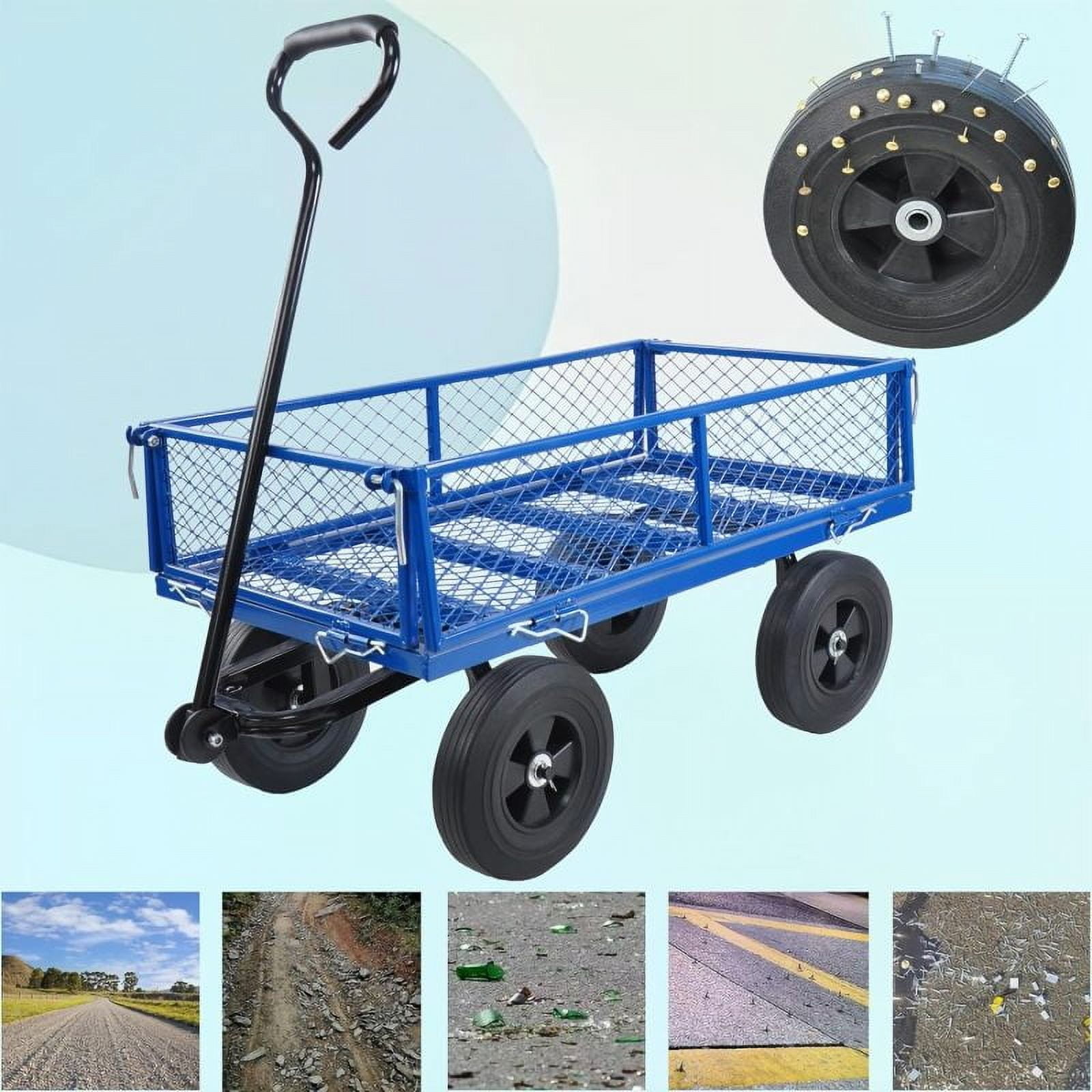 (Black solid wheels wagon cart) Solid wheels Tools cart Wagon Cart ...