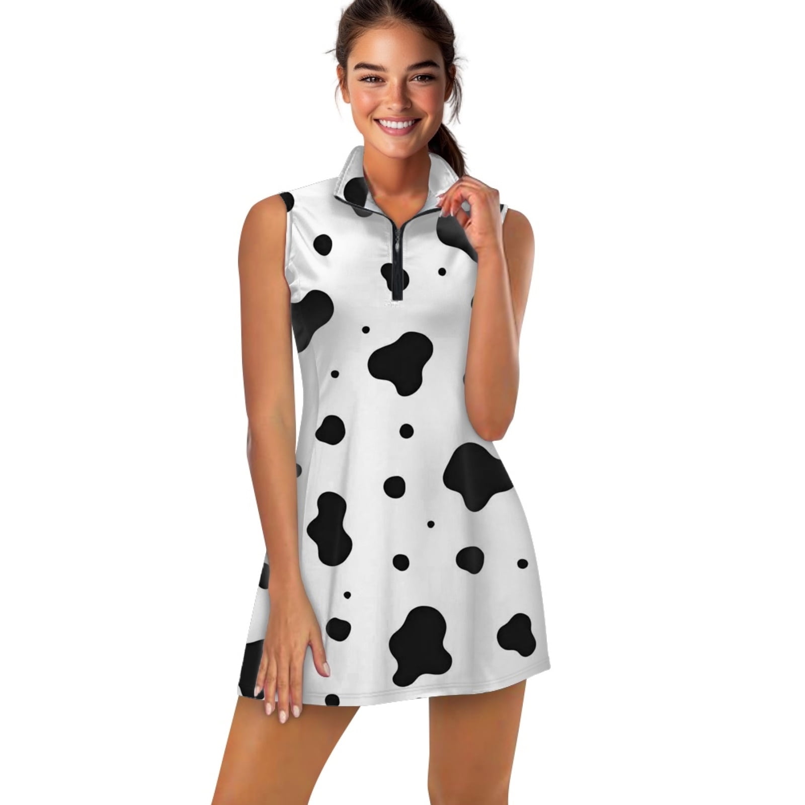 Black spots Sports Dresses Women Tennis Dress with Separate Shorts One ...