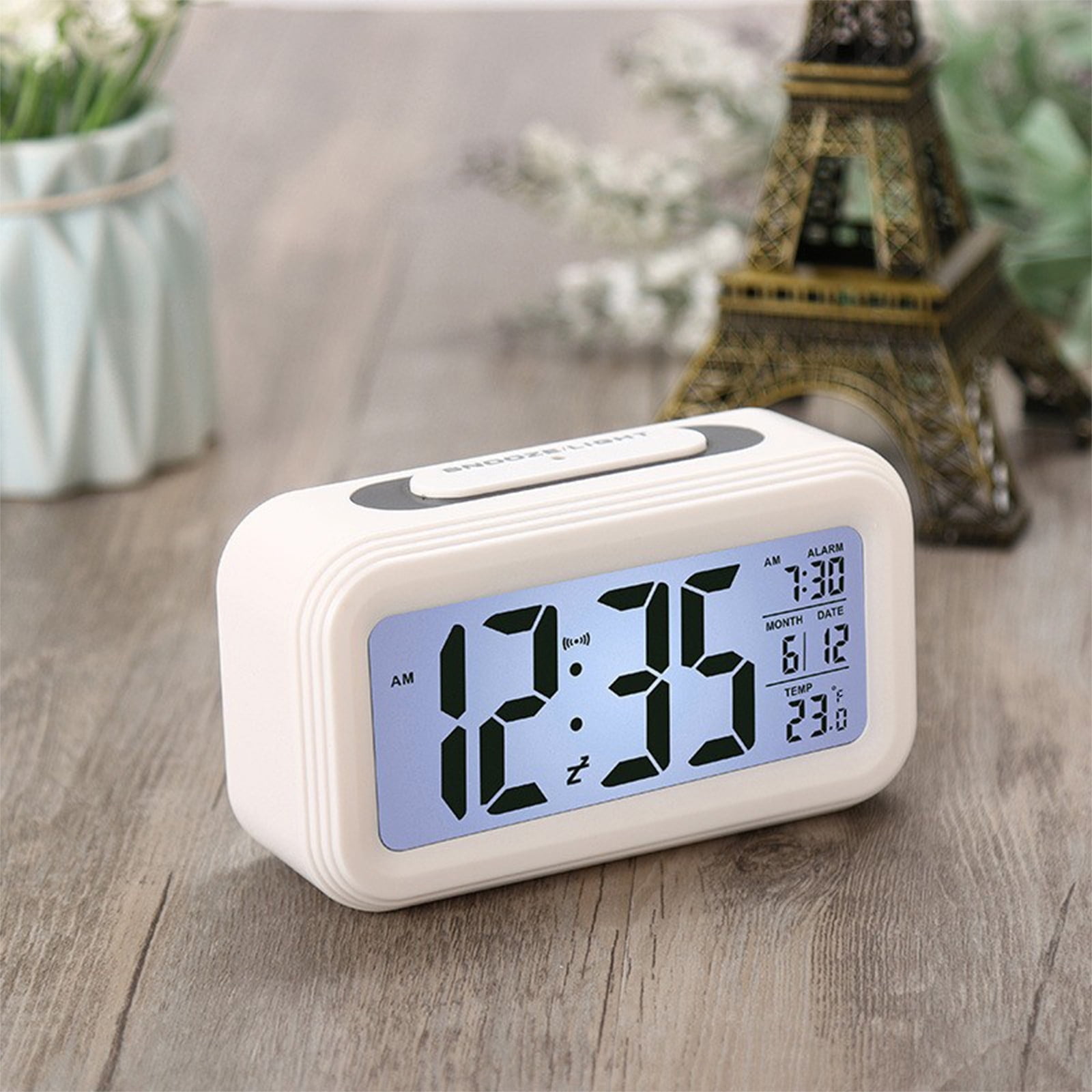 Black technology Digital Alarm Clock With Background Lighting LCD Display Temperature Monitor ...