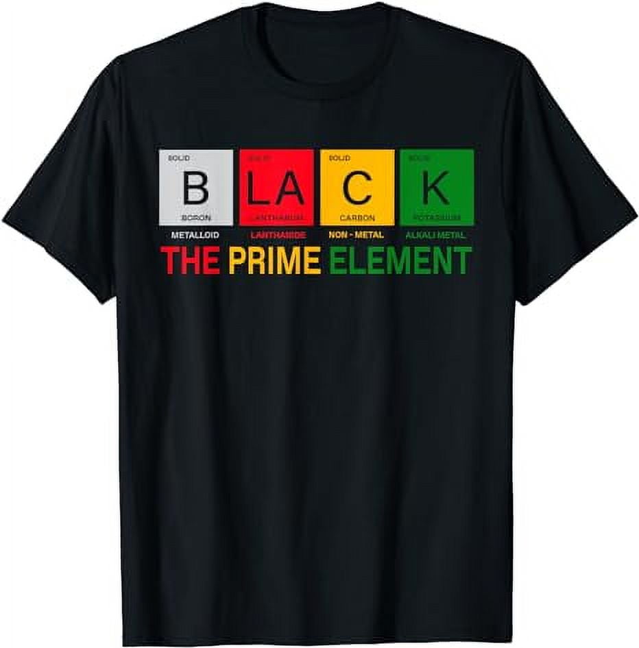 Black the Prime Element, Black History Month Periodic Table T-Shirt ...