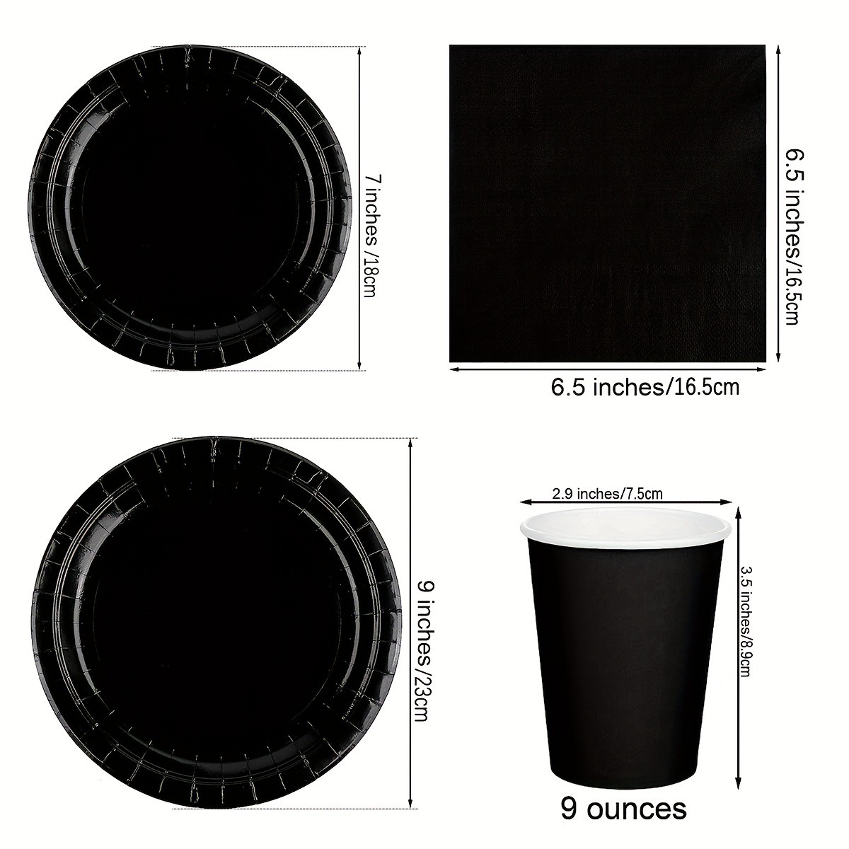 Black theme party disposable tissue paper cup paper plate party ...