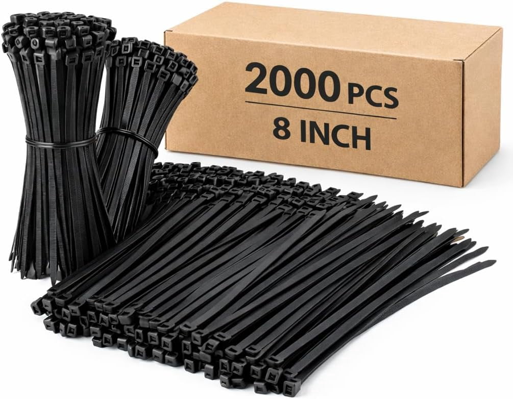 Black tie-down straps 8 inches bulk pack of 2000, 40-pound medium load ...
