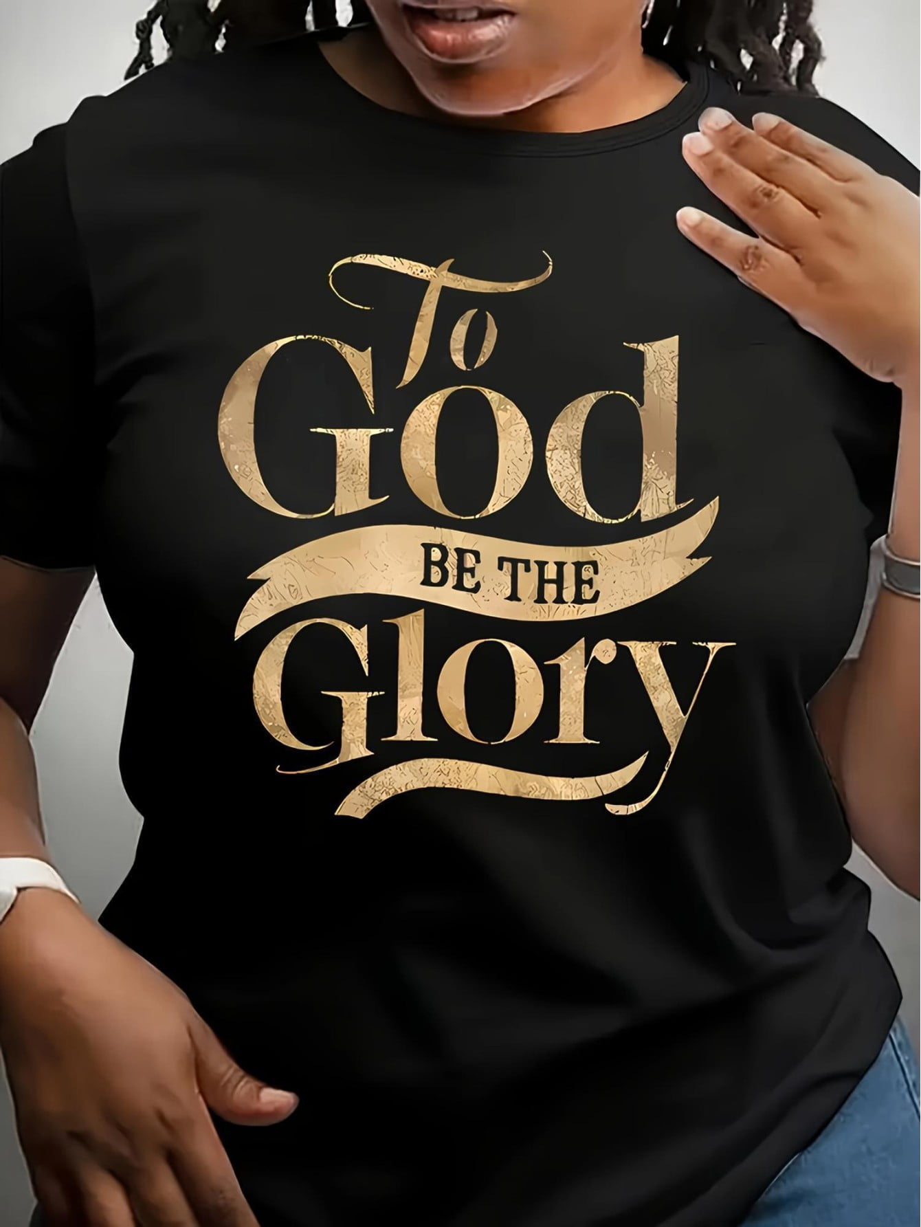 Black 'to God Be The Glory' Inspirational Tee - Soft Crew Neck, Short Sleeve, Machine Washable ...