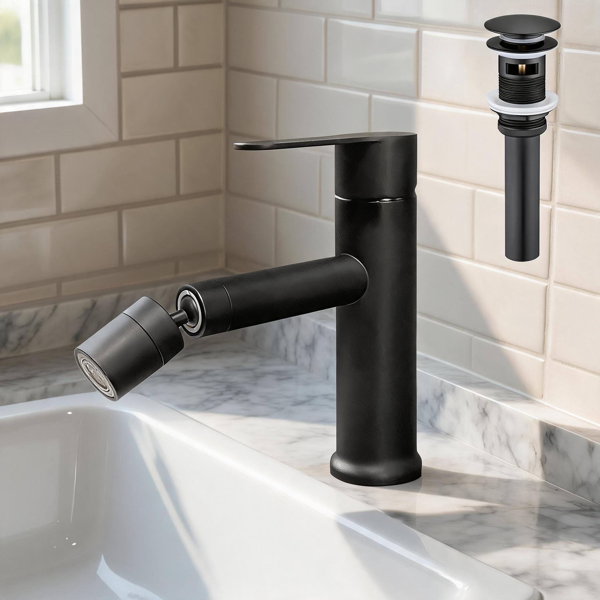 Black-toned Stainless Steel 11-inch Single Handle Bathroom Sink Faucet ...