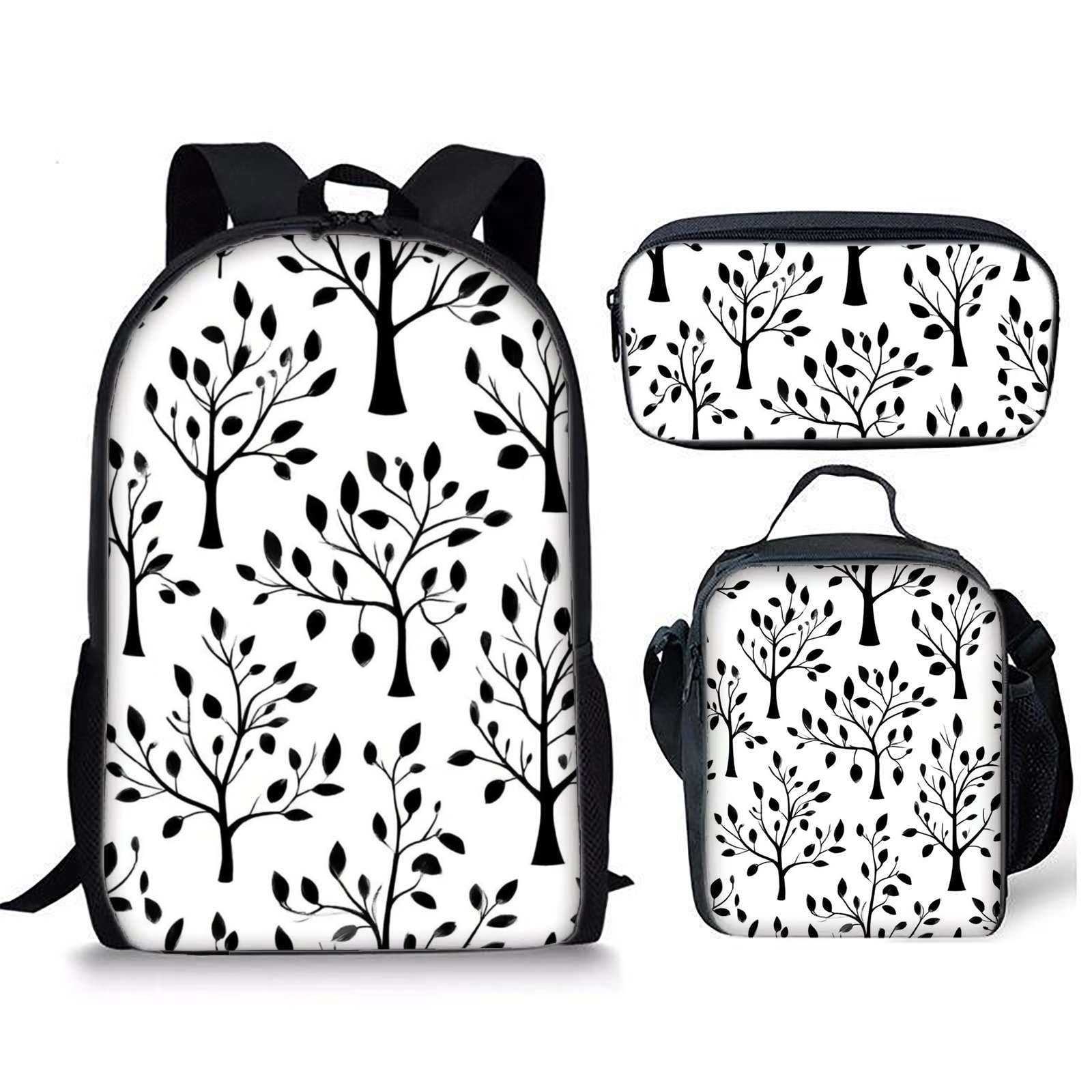 Black trees white background seamless pattern Backpacks Bookbag Bags ...