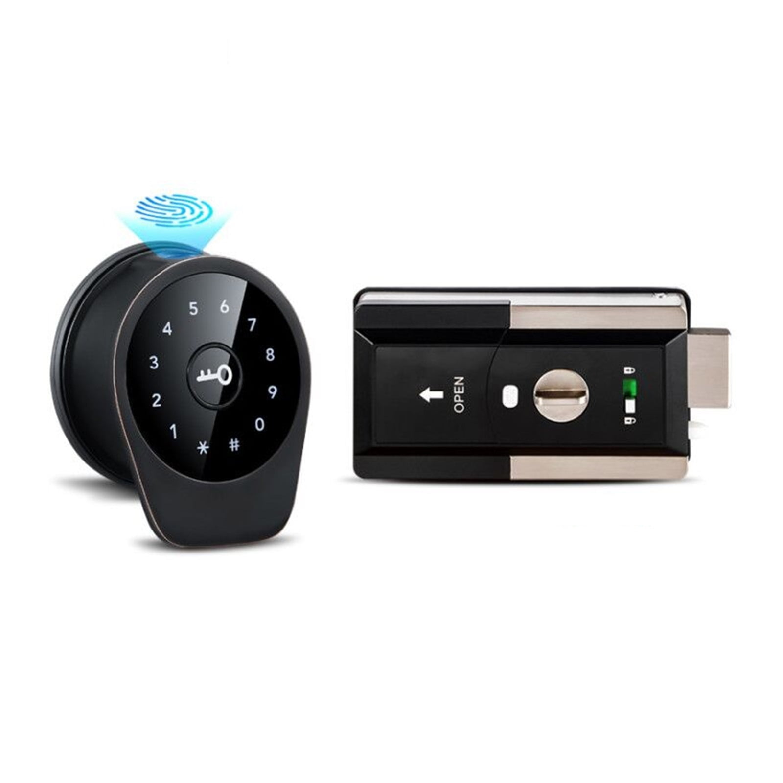 Black tt lock App Fingerprint Deadbolt Lock Smart Card Digital Keyless ...