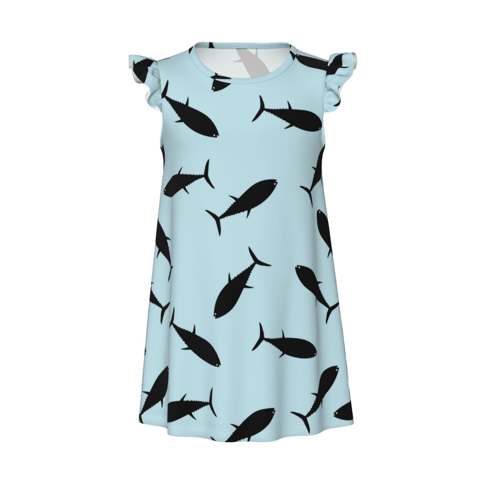 Black tuna fish Girls Nightgowns, Short Sleeves Dress Girls Sleepwear ...
