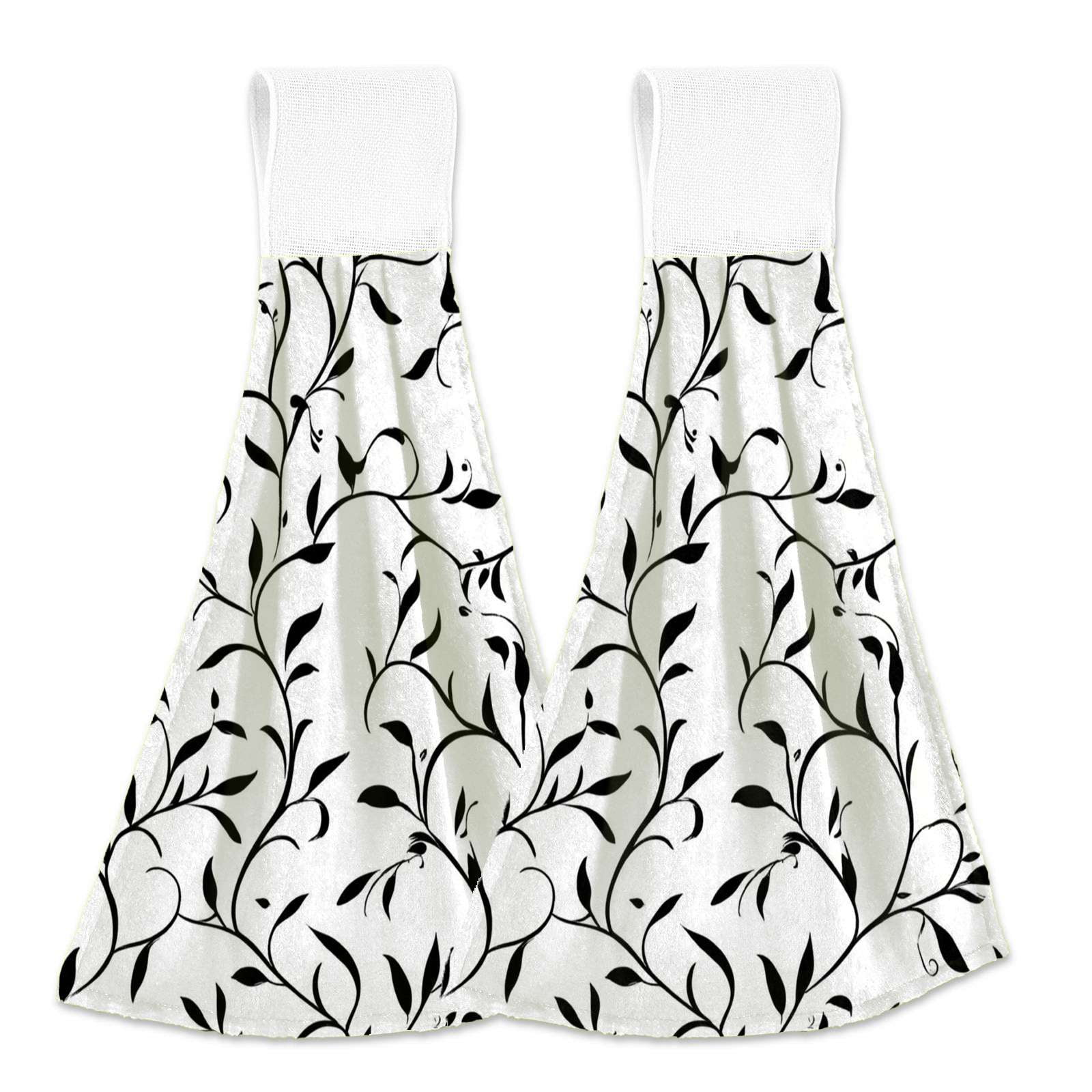 Black vines white background elegant pattern Hanging Kitchen Hand ...