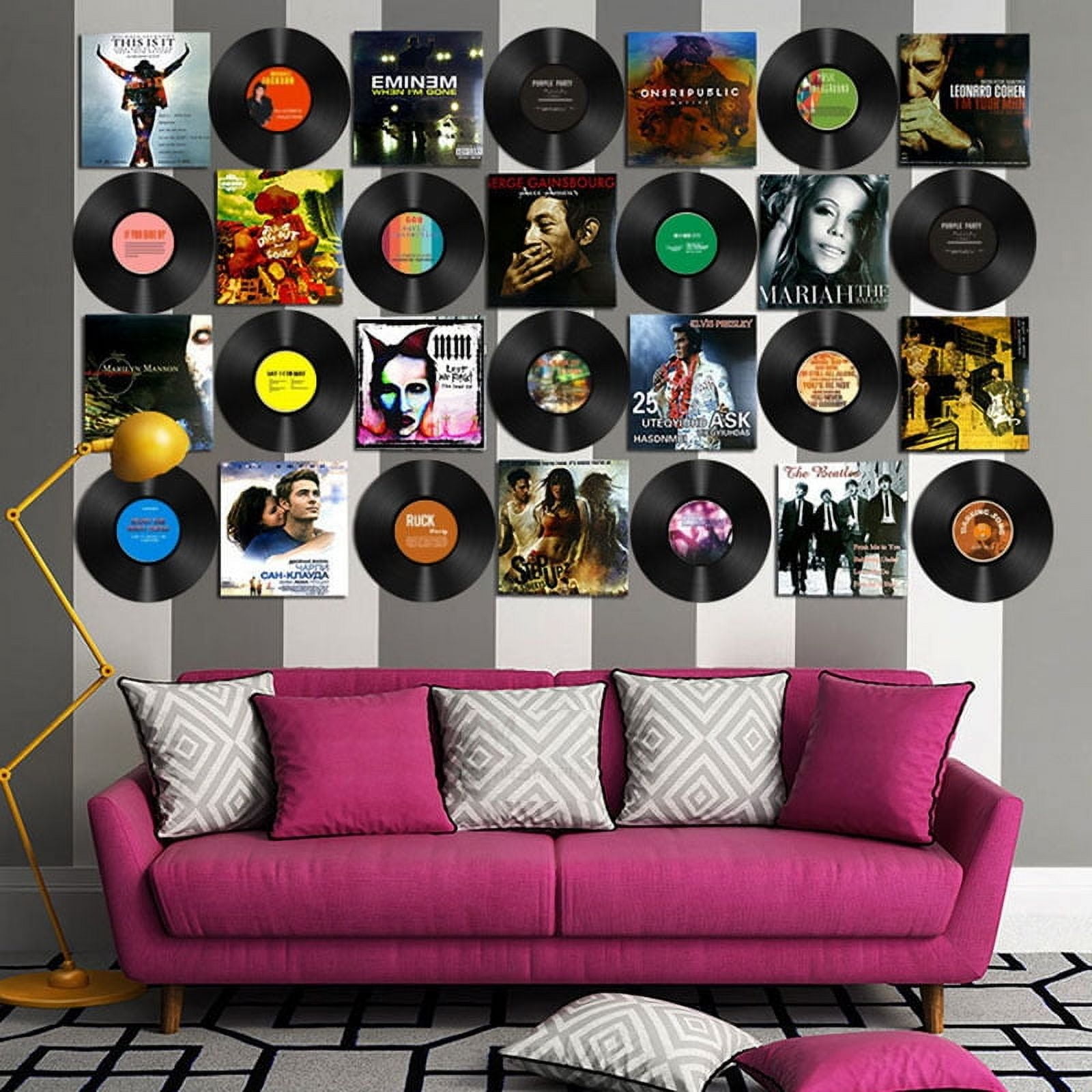 Black vinyl record decoration retro poster stickers wall stickers bars ...
