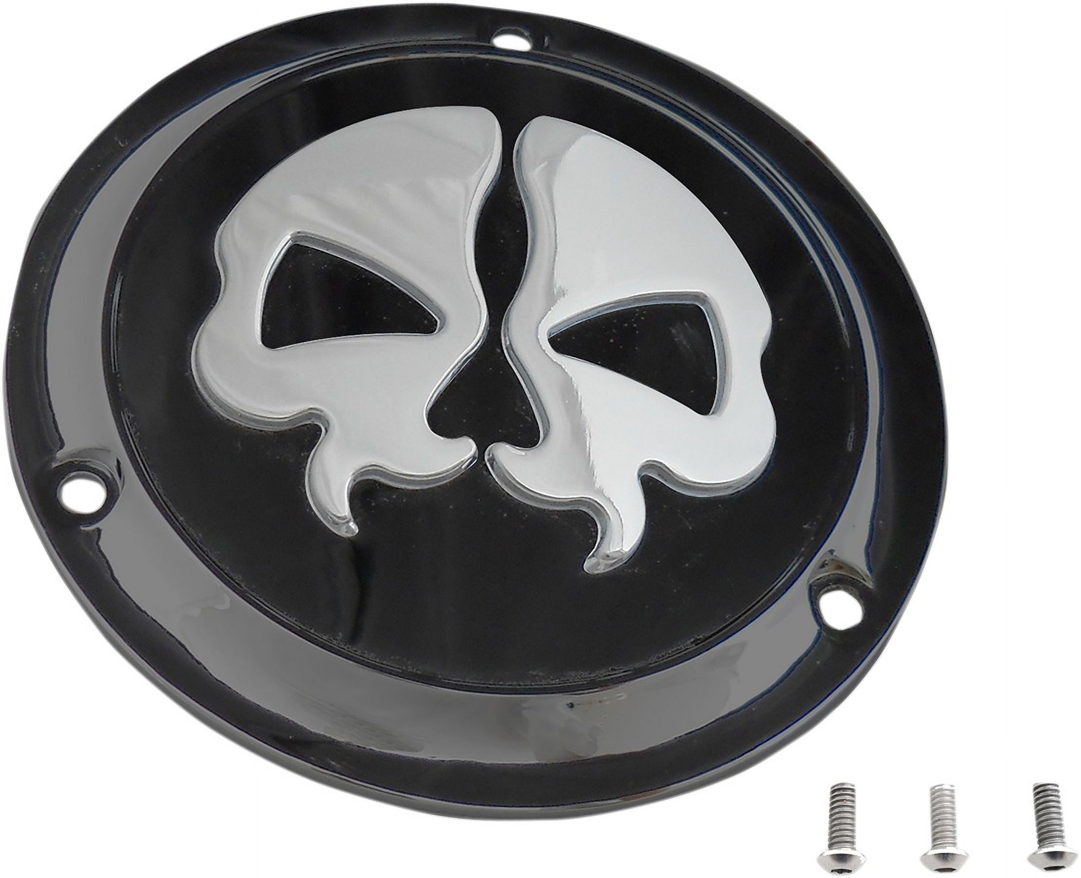 Black w/Chrome Skull Split Skull Derby Cover (3-Hole) - Walmart.com