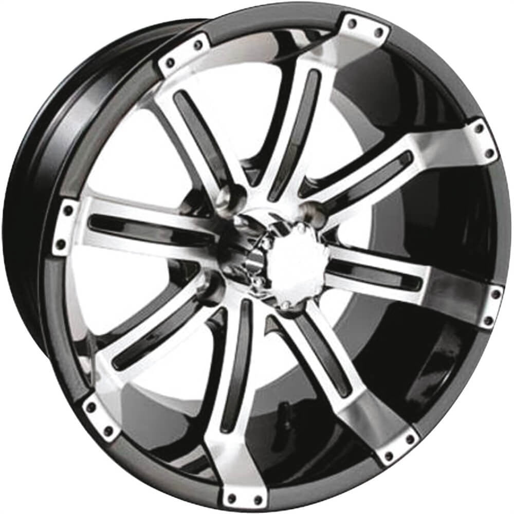 Black w/Machined 12x6, 4/4, 2+4 Ocelot E106 Golf Cart Wheel - E-106 ...