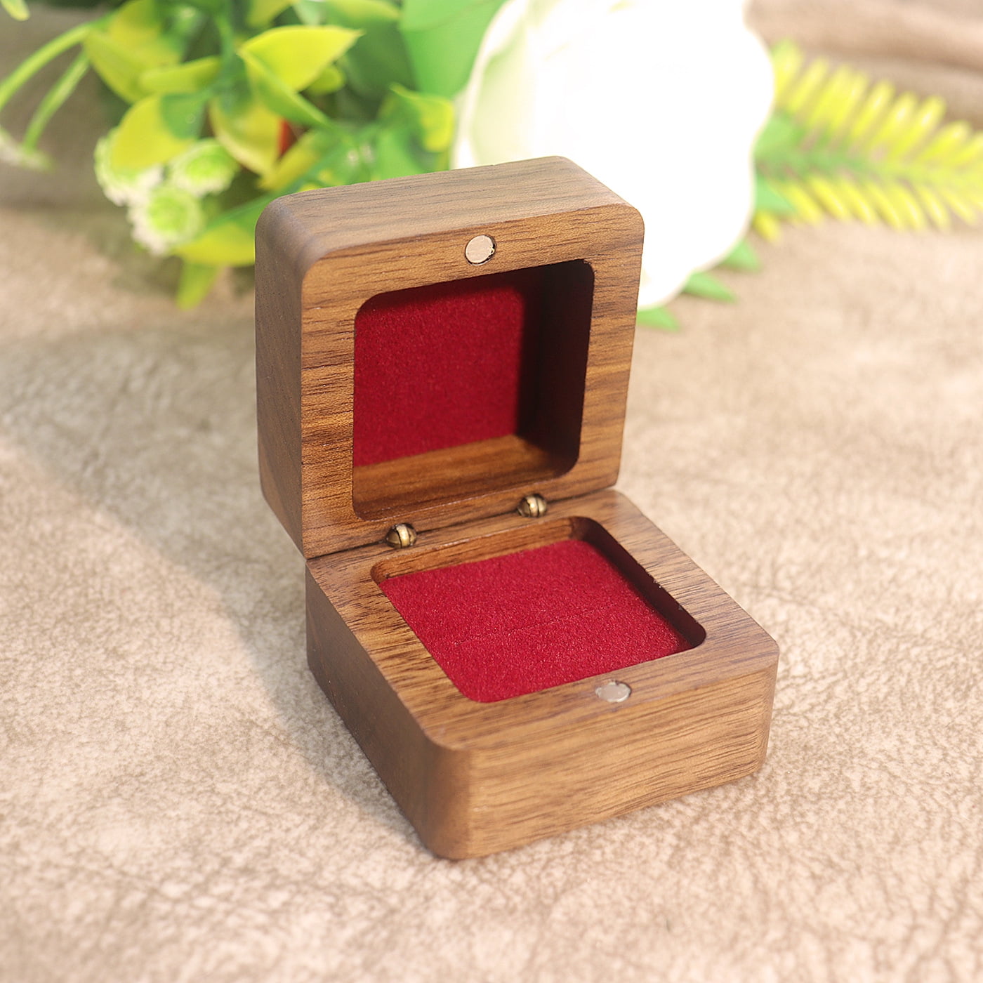 Black walnut jewelry box ring box square box wooden box box marriage ...