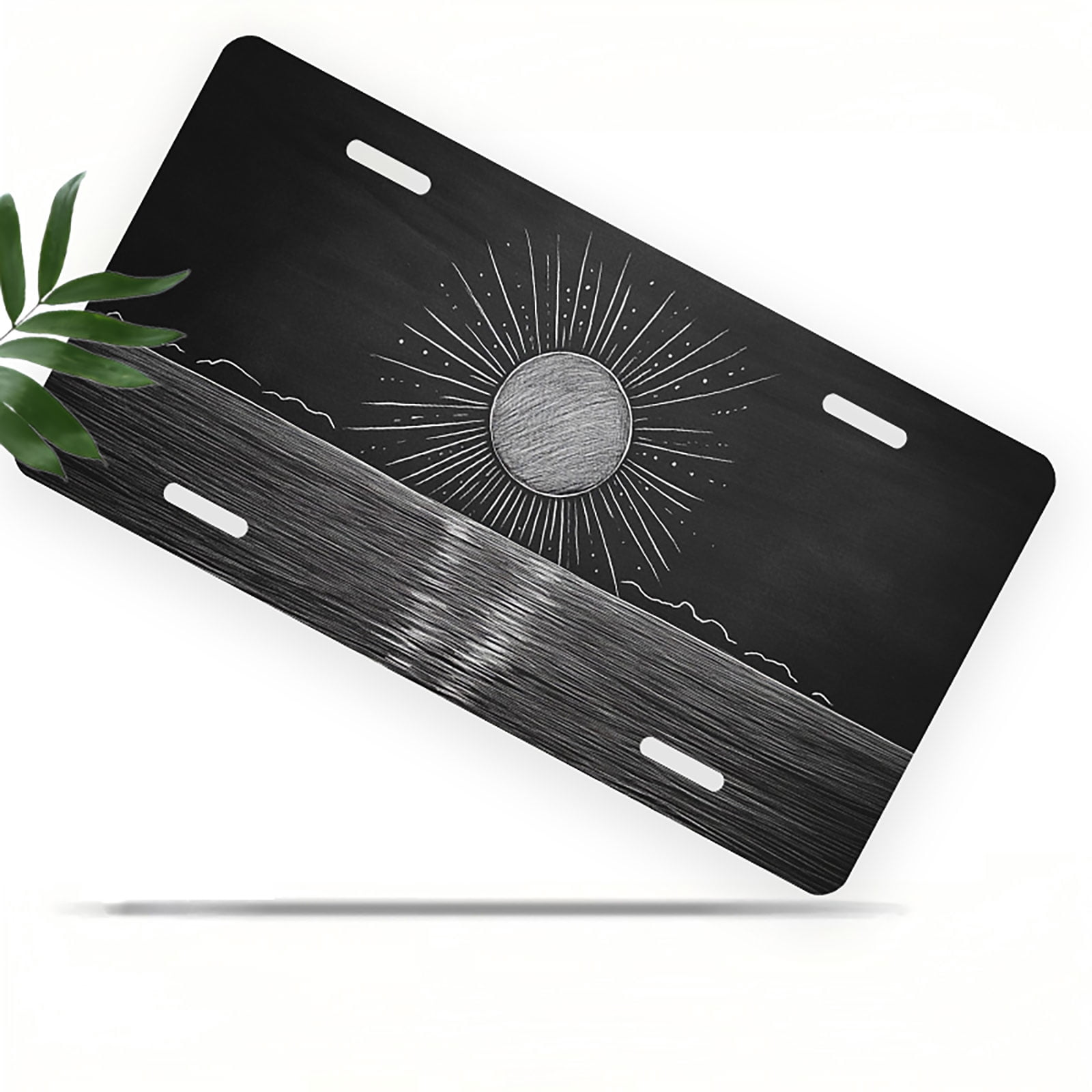 Black and white Sun and Sea Front License Plate, Metal License Plate ...