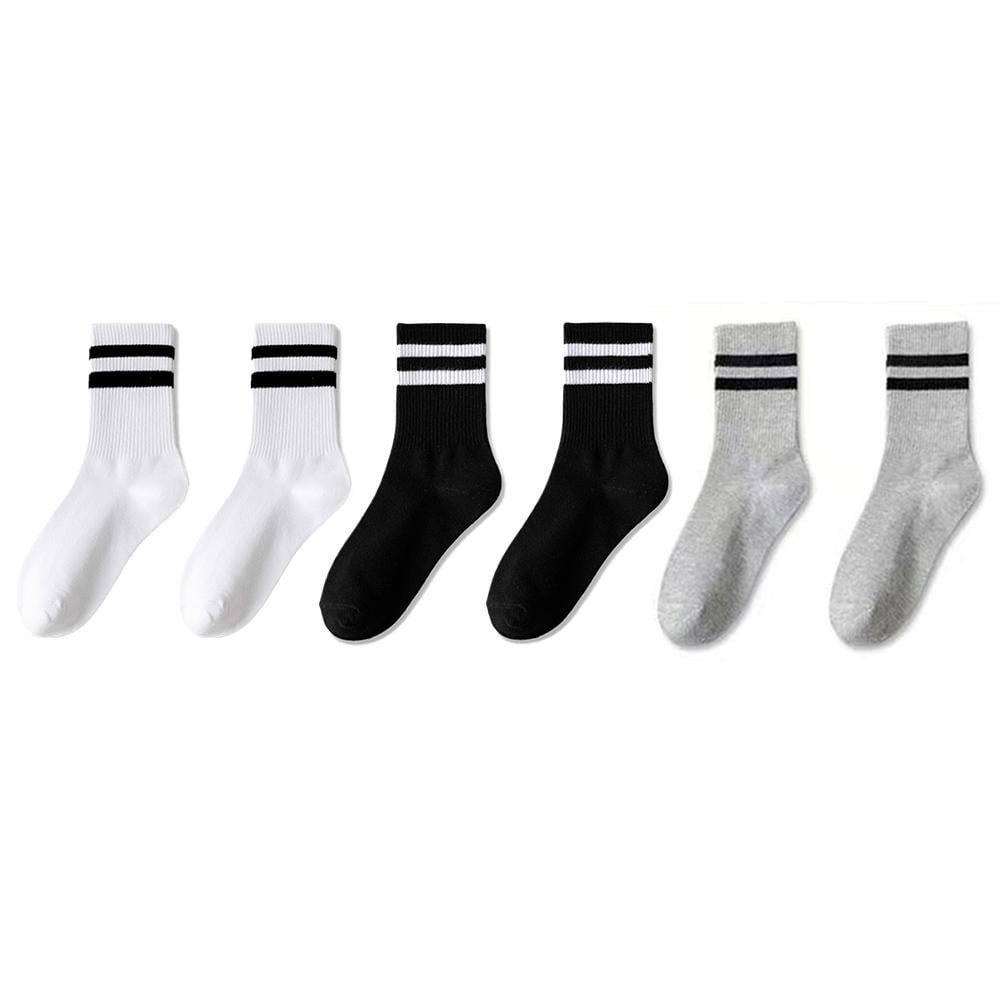 Black, white and grey parallel bars mid-leg socks - Walmart.com