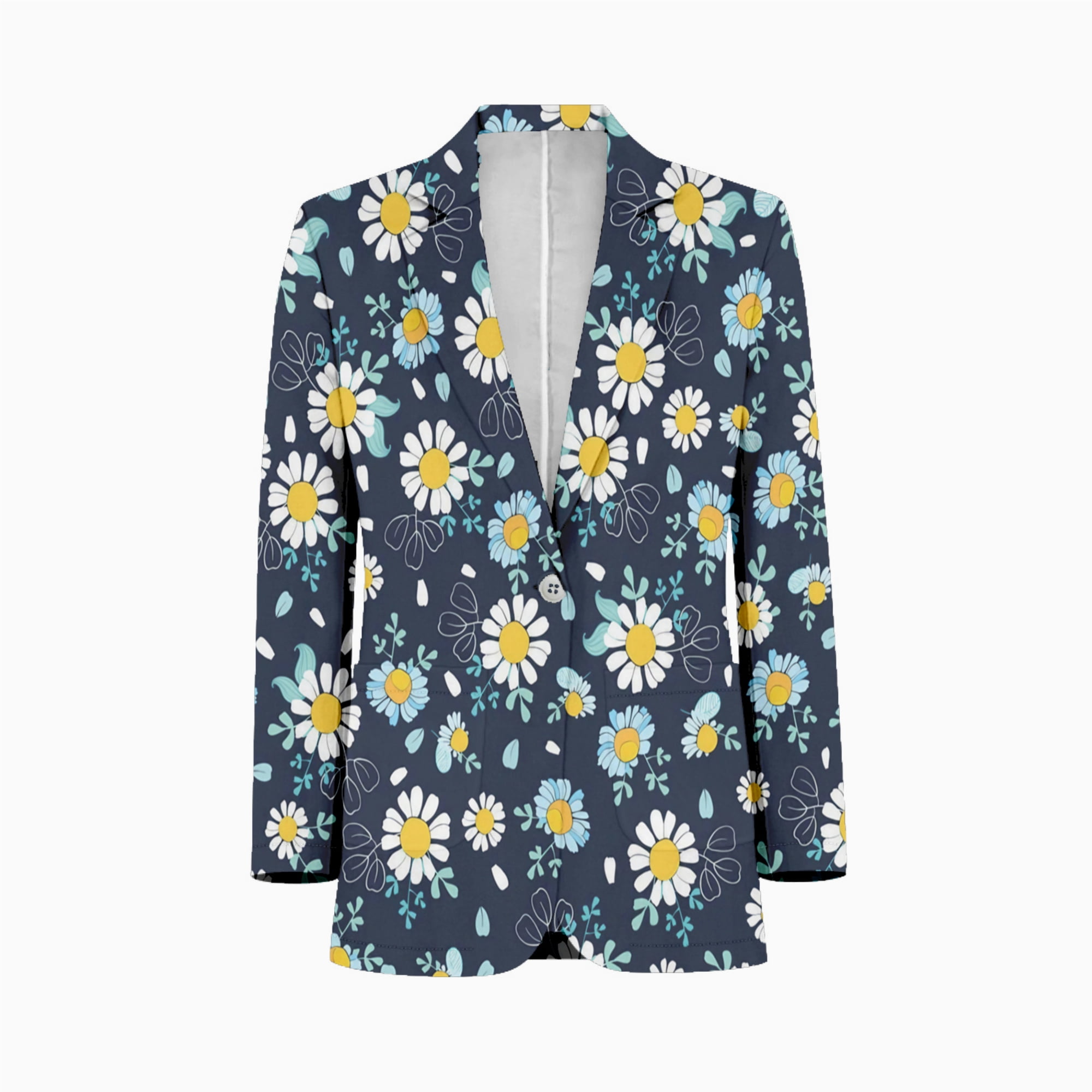 Black white daisies ditsy Men's Suit Blazer Casual Party Wear Slim Fit ...