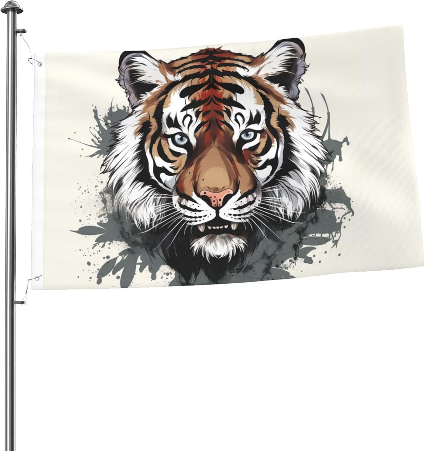 Black and white doodle tiger Garden Flags Holiday Banner with Brass ...