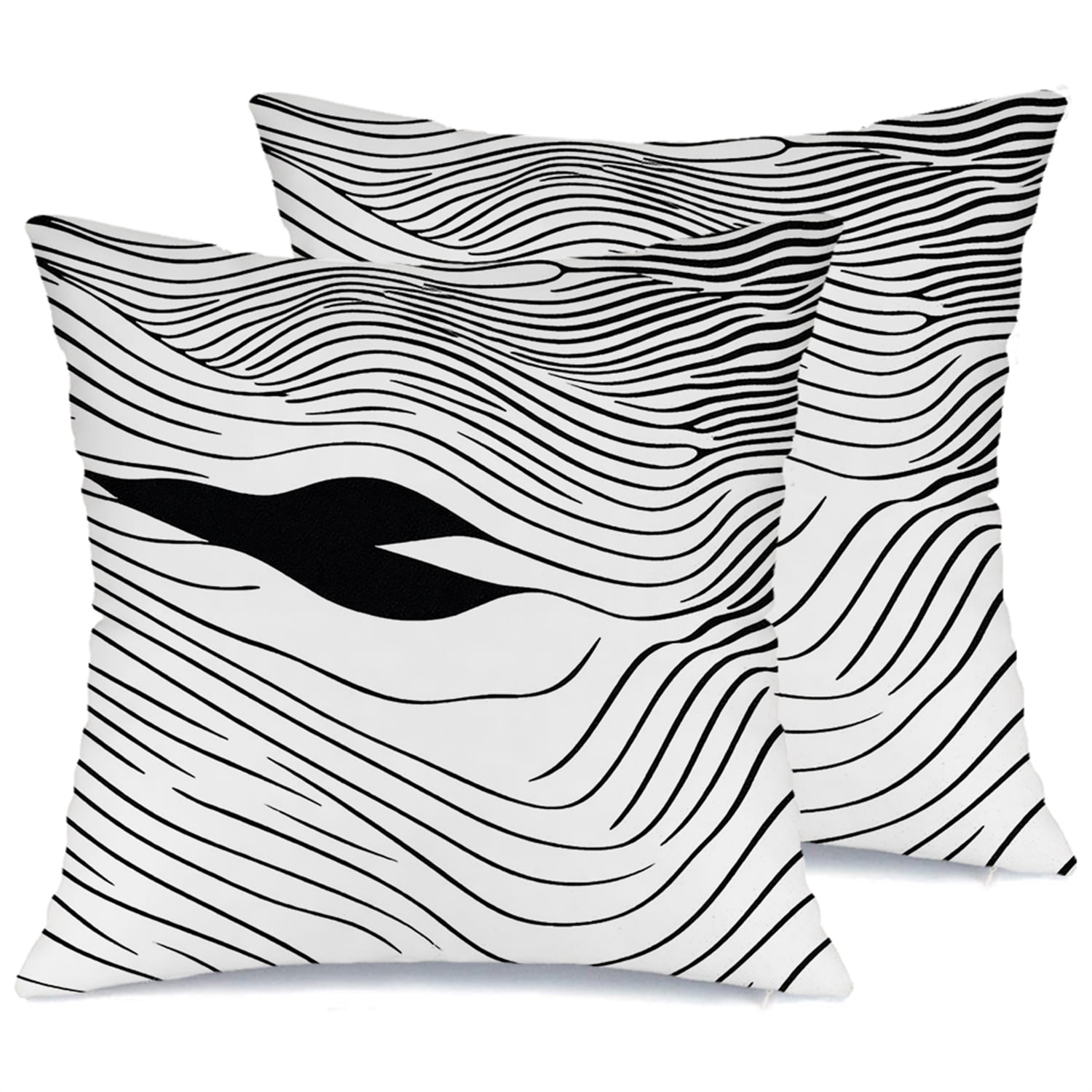 Black and white wavy line eye pattern four-season pillow cover bedding ...