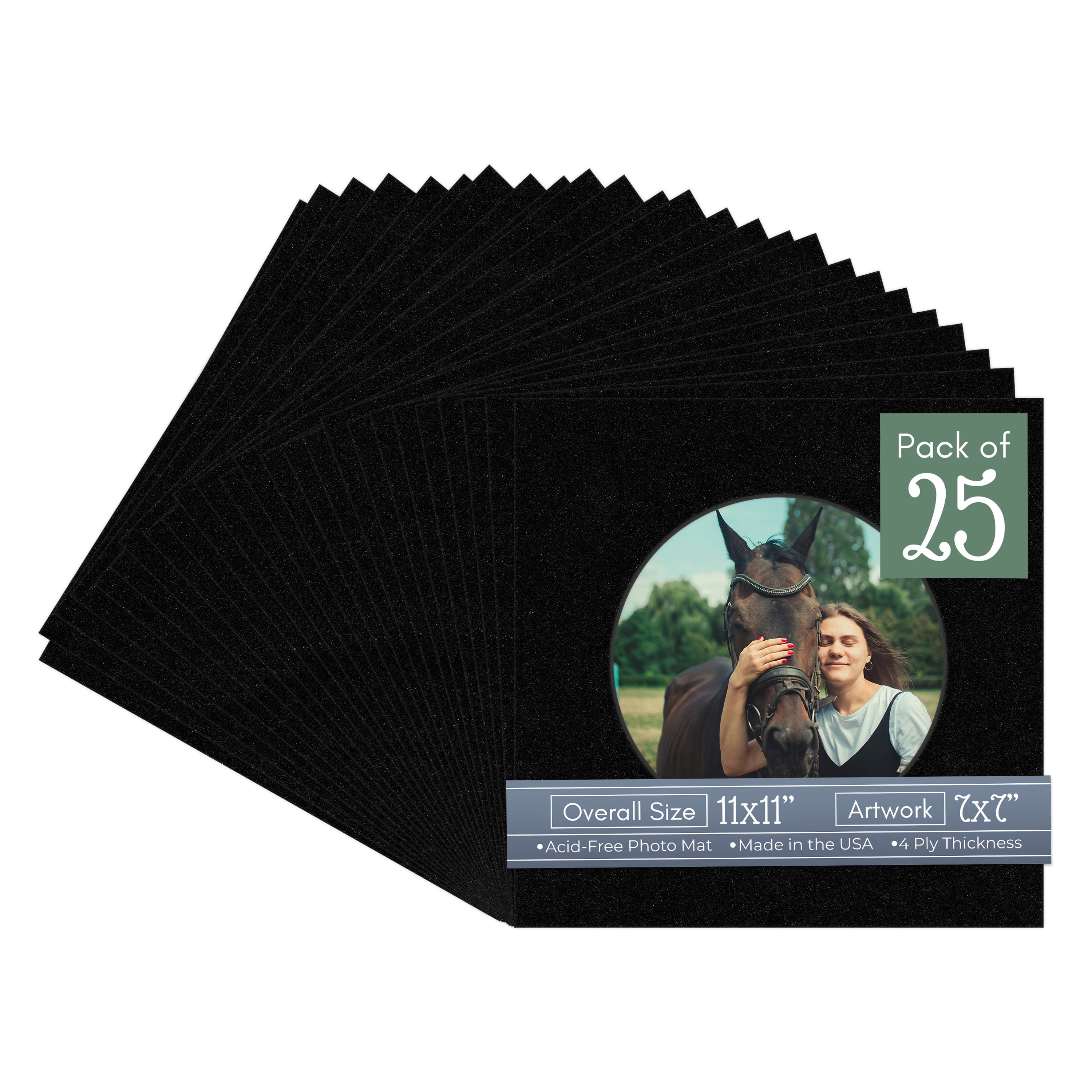 Black with Black Core Picture Frame Mat for 11x11 Frames - Circle ...
