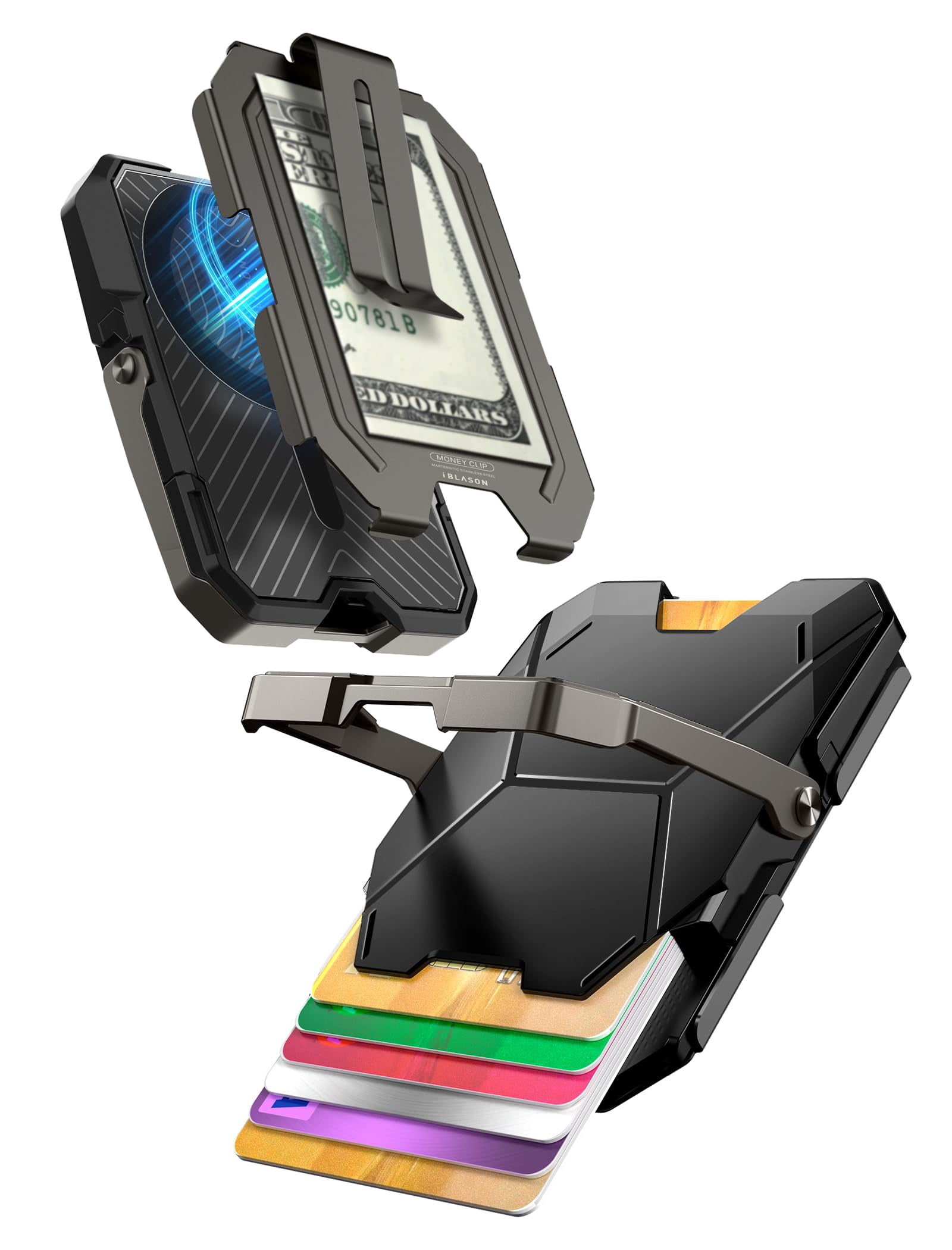 Black with Money Clip Cell Phone Card Holder with Stand for 17/16/15/14 ...