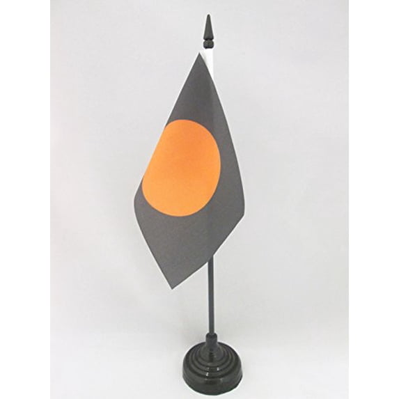 Black with Orange Circle Table Flag 4'' x 6'' plastic stick and base ...