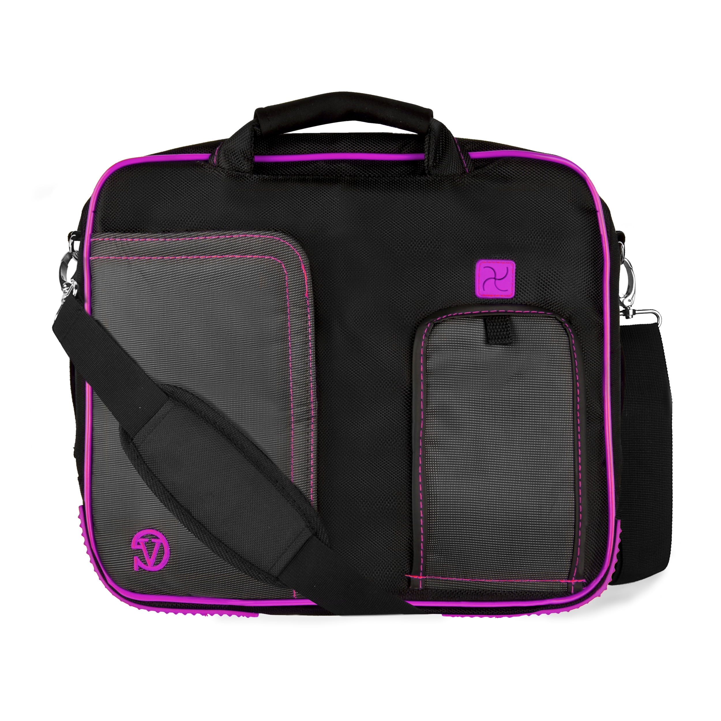 Black with Purple Trim School and Business Work Messenger Bag Fits up ...