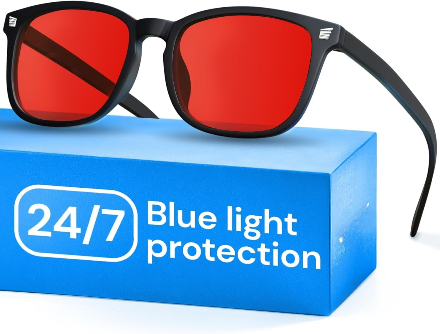Black with Red Lenses Blue Light Glasses for Computer & Gaming - Anti ...