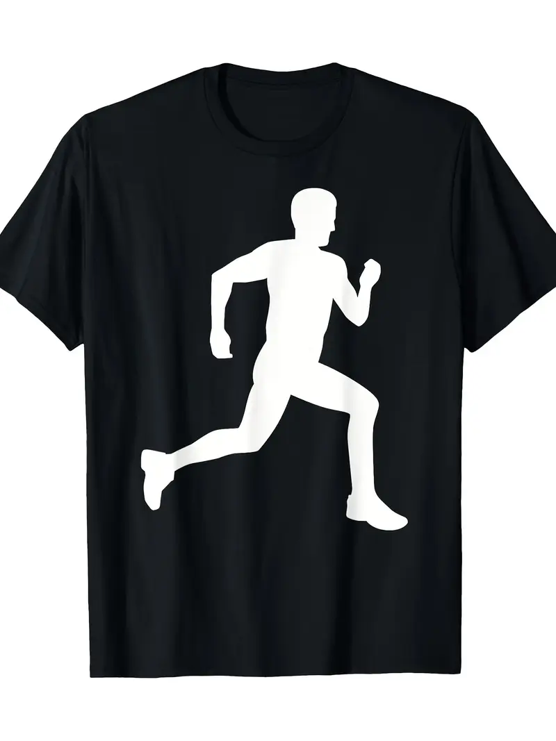 Black with White Geometric Running Silhouette Design, Breathable Short ...
