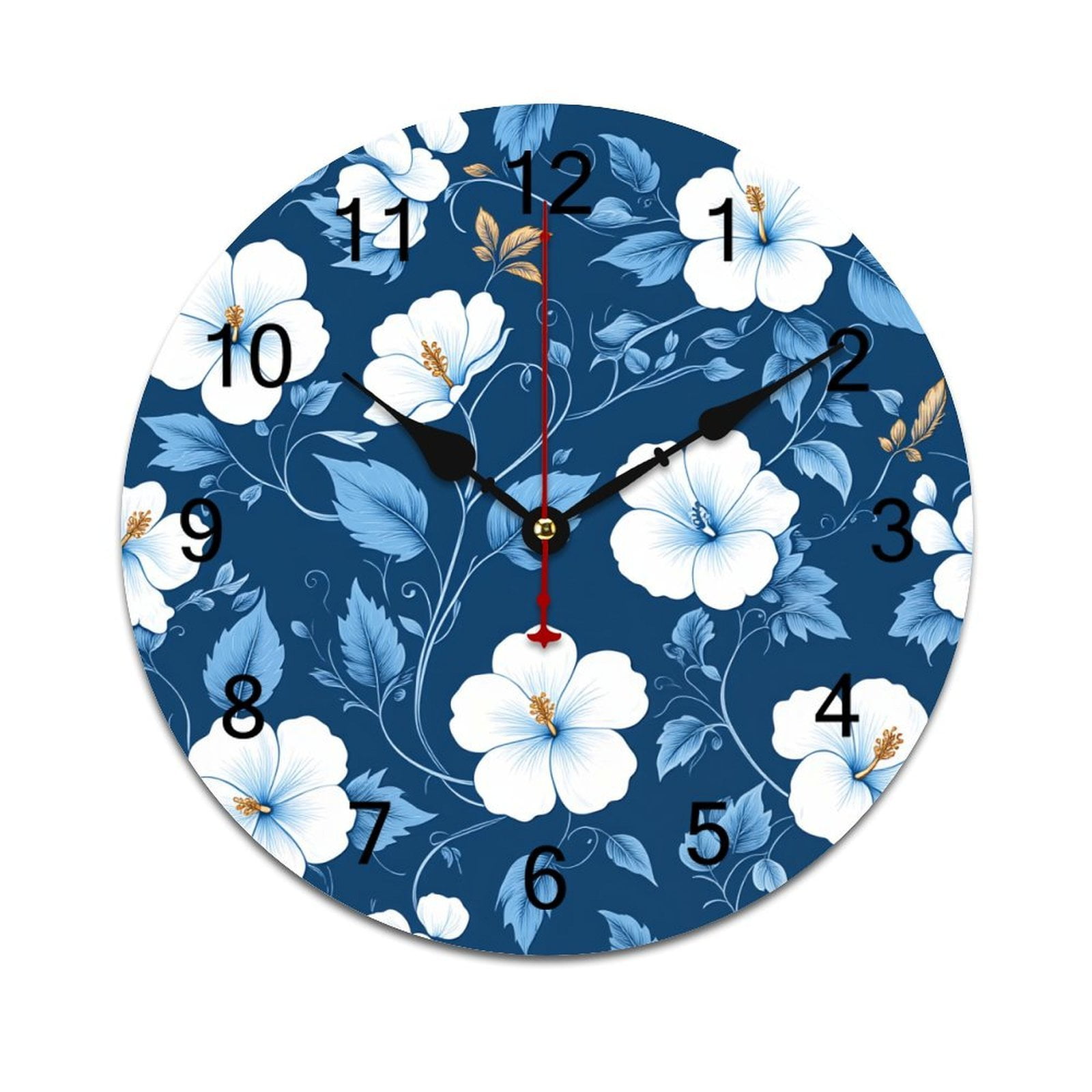 Black with White Hibiscus Hawaiian Flower Pattern (2)-1 Printed Silent ...