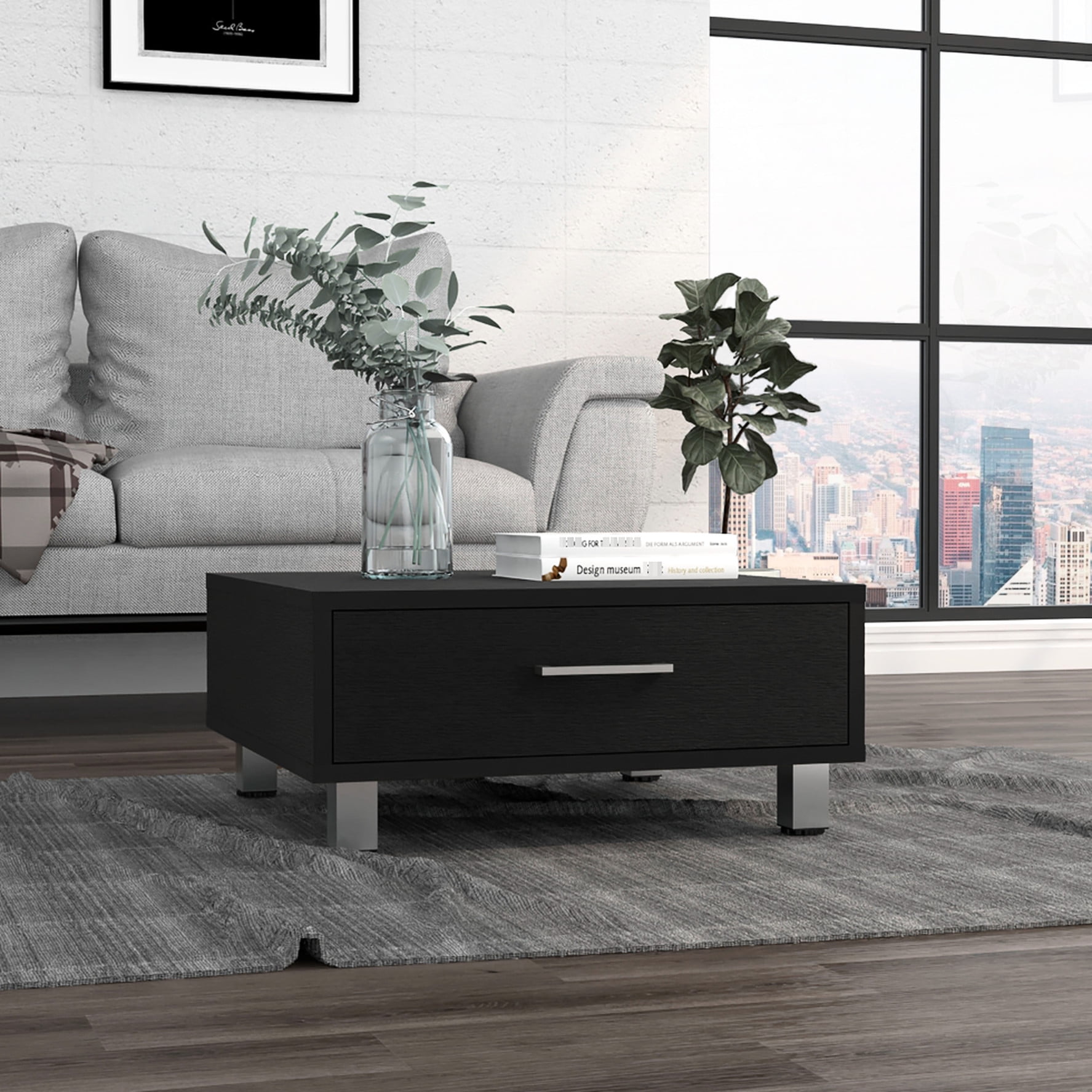 Black with metal legs - Drawer for organization - Home decor ...