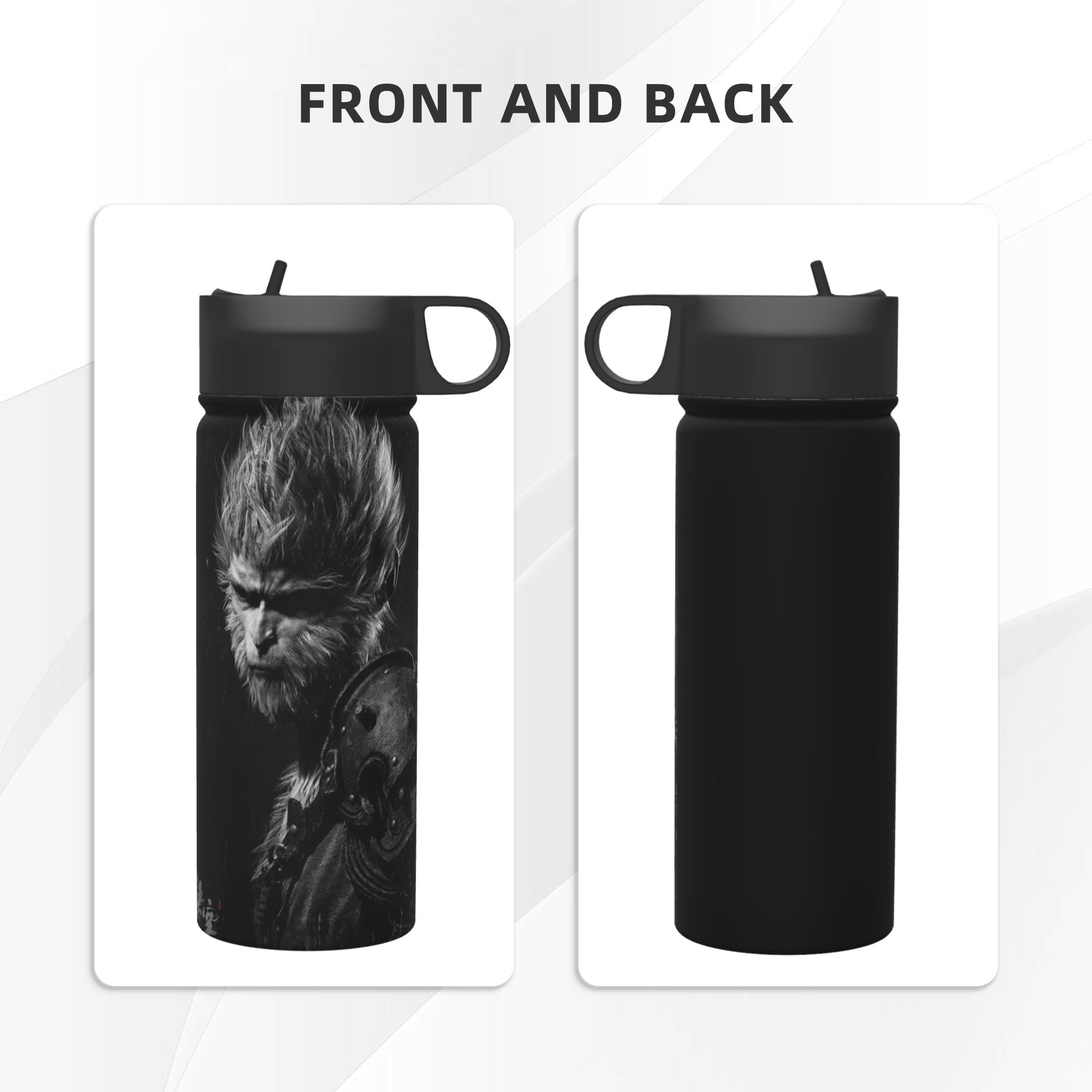 Black wyth Wukong water bottle insulated stainless steel double wall ...