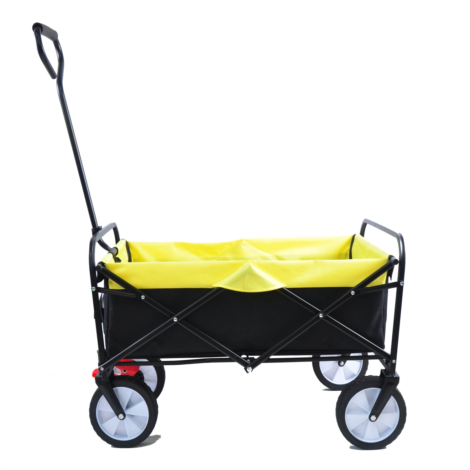 Black and yellow Folding Wagon Wheelbarrow Cart for Garden Beach and ...