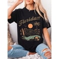 Black004 Florida Graphic Tee – Alligator Palm Tree Sunset Oversized T ...