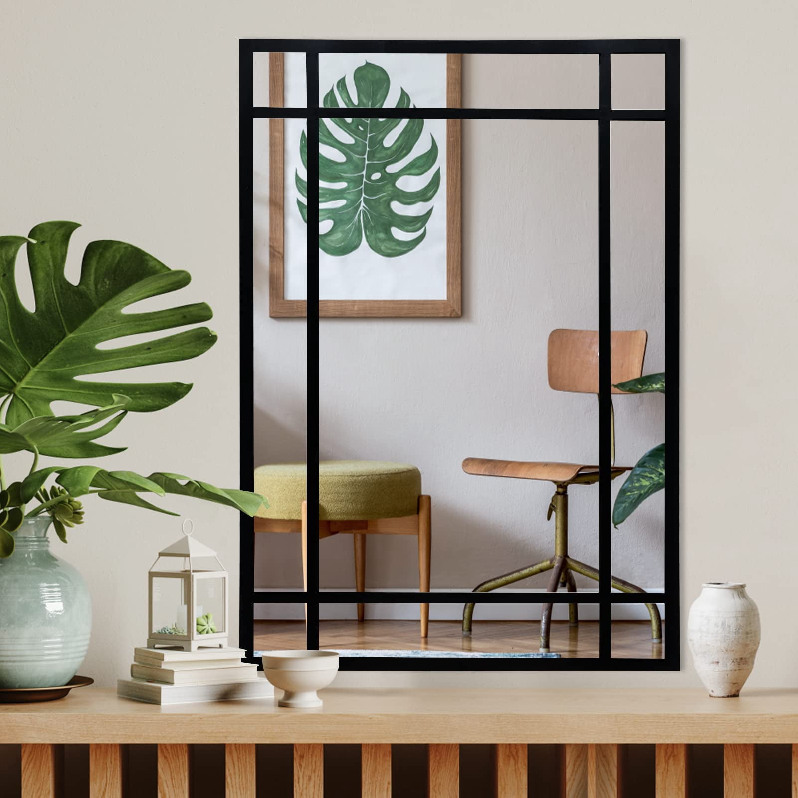 Black1 39"L x 27"W Rectangle Mirror Farmhouse Wall Decor - Walmart.com