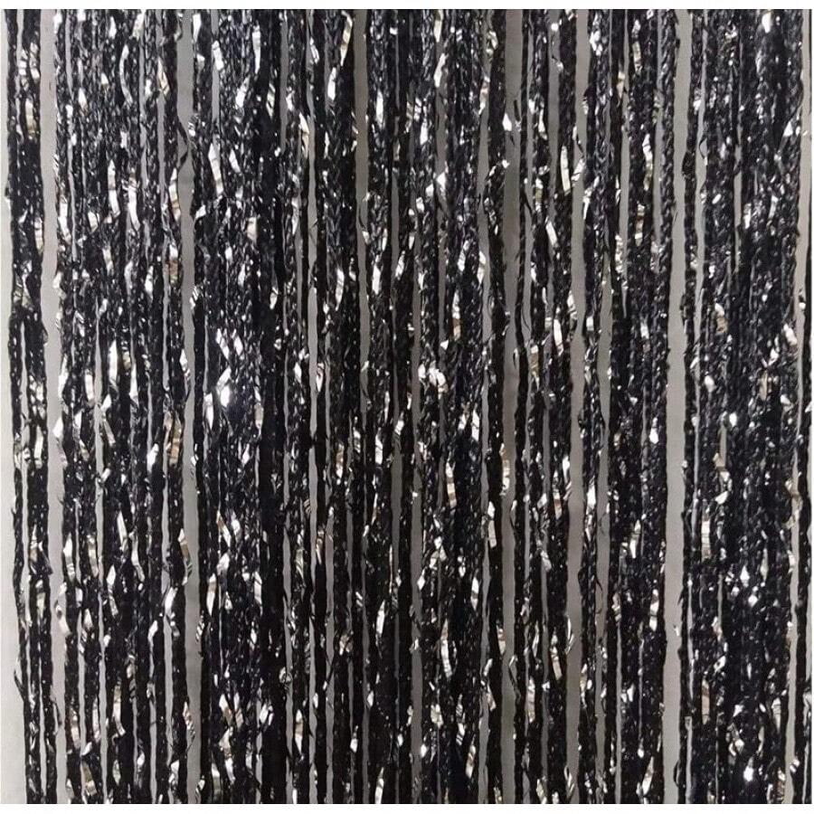 Black1 Metallic Foil String Curtain Panel Fringe Door Divider Wall ...