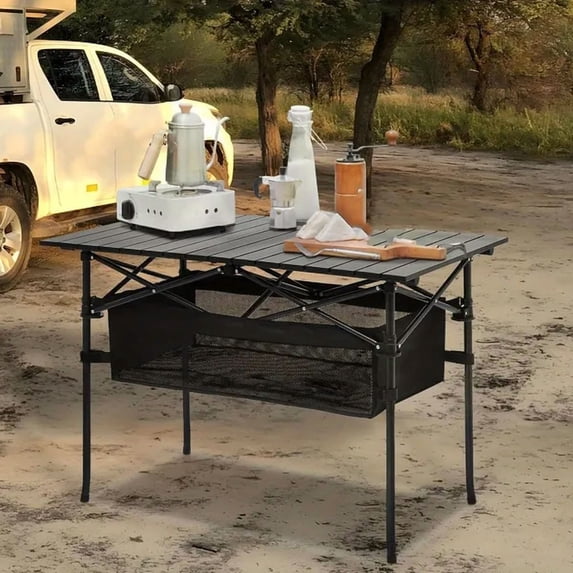 Black462721in Black Folding Camping Table - 23.23 in Length Roll-up ...