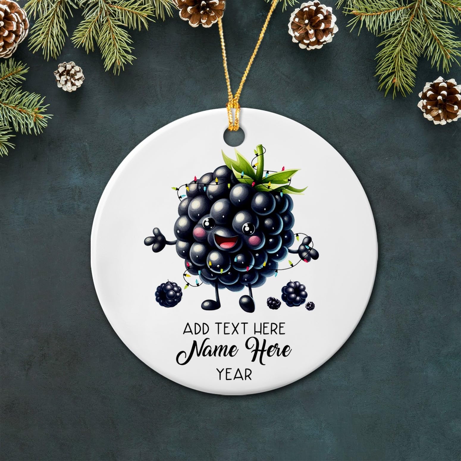 BlackBerry Fruit Ceramic Ornament Gift, Personalized Text & Name ...