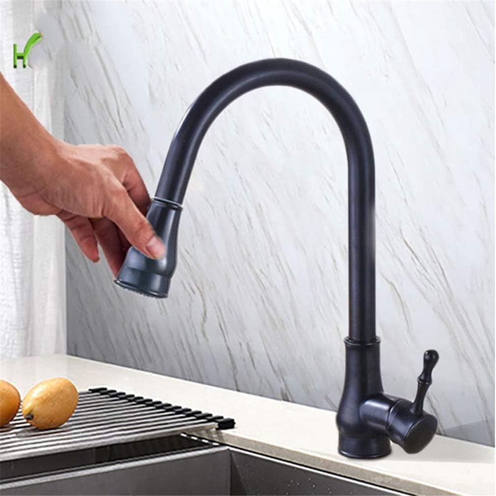 BlackChromeGold Brass Kitchen Sink Faucet 360 Degree Swivel Pull Out Kitchen Crane 2 Function ...