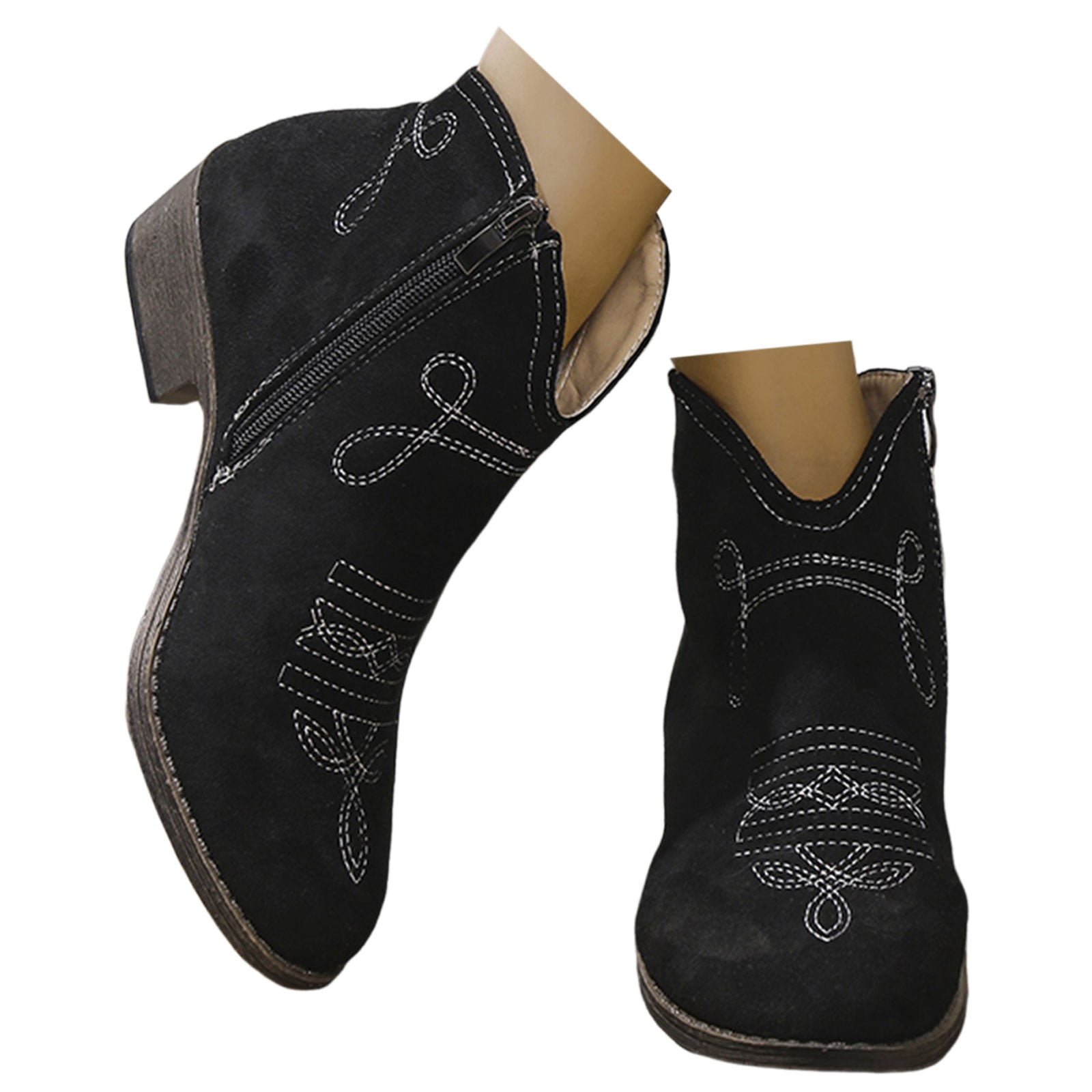 Cowboy Boots for Women Stylish Short Pointed Toe Western Ankle Boots ...