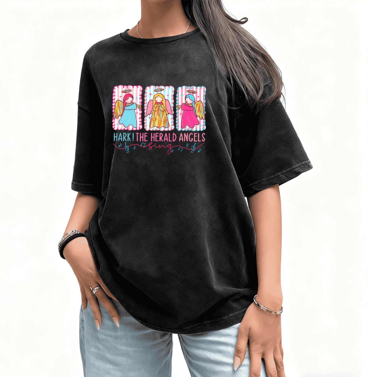 BlackPrint Tshirt Graphic Tees Shirts S-2XL Christmas Herald Angels ...