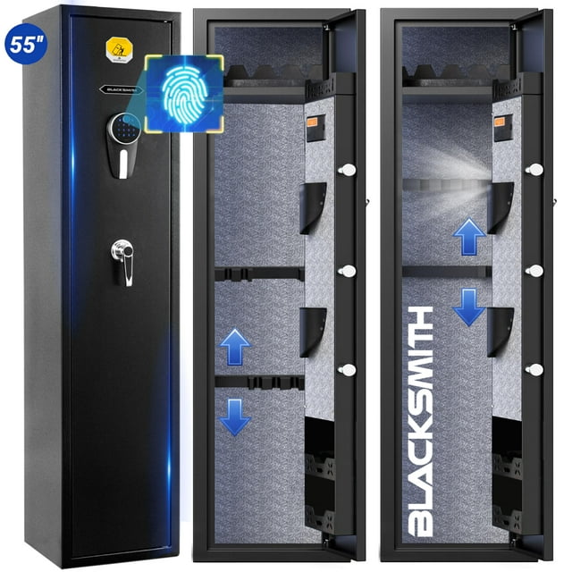 BlackSmith Biometric Quick Access Home Gun Safe for 6 Rifles and ...