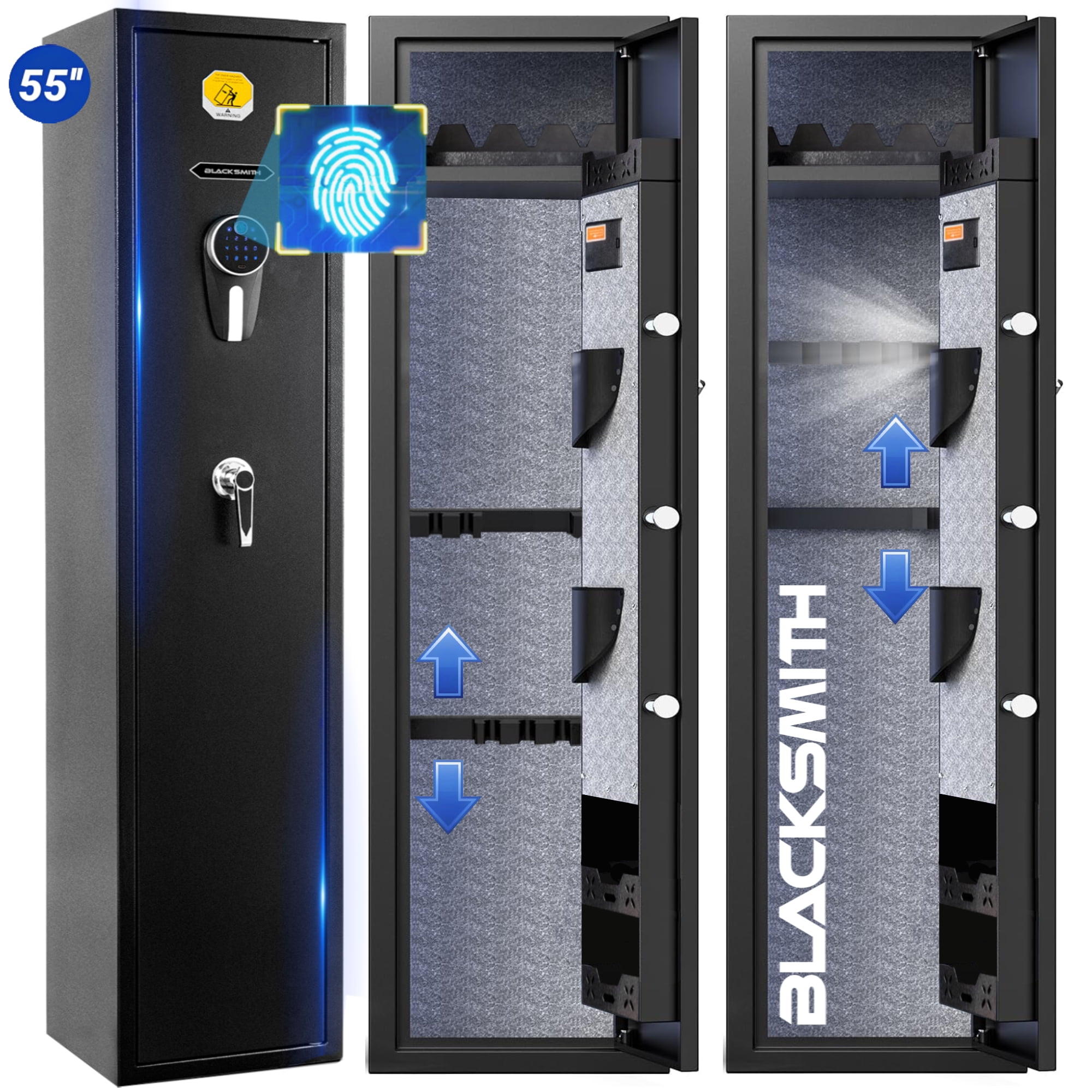 BlackSmith Biometric Quick Access Home Gun Safe for 6 Rifles and ...