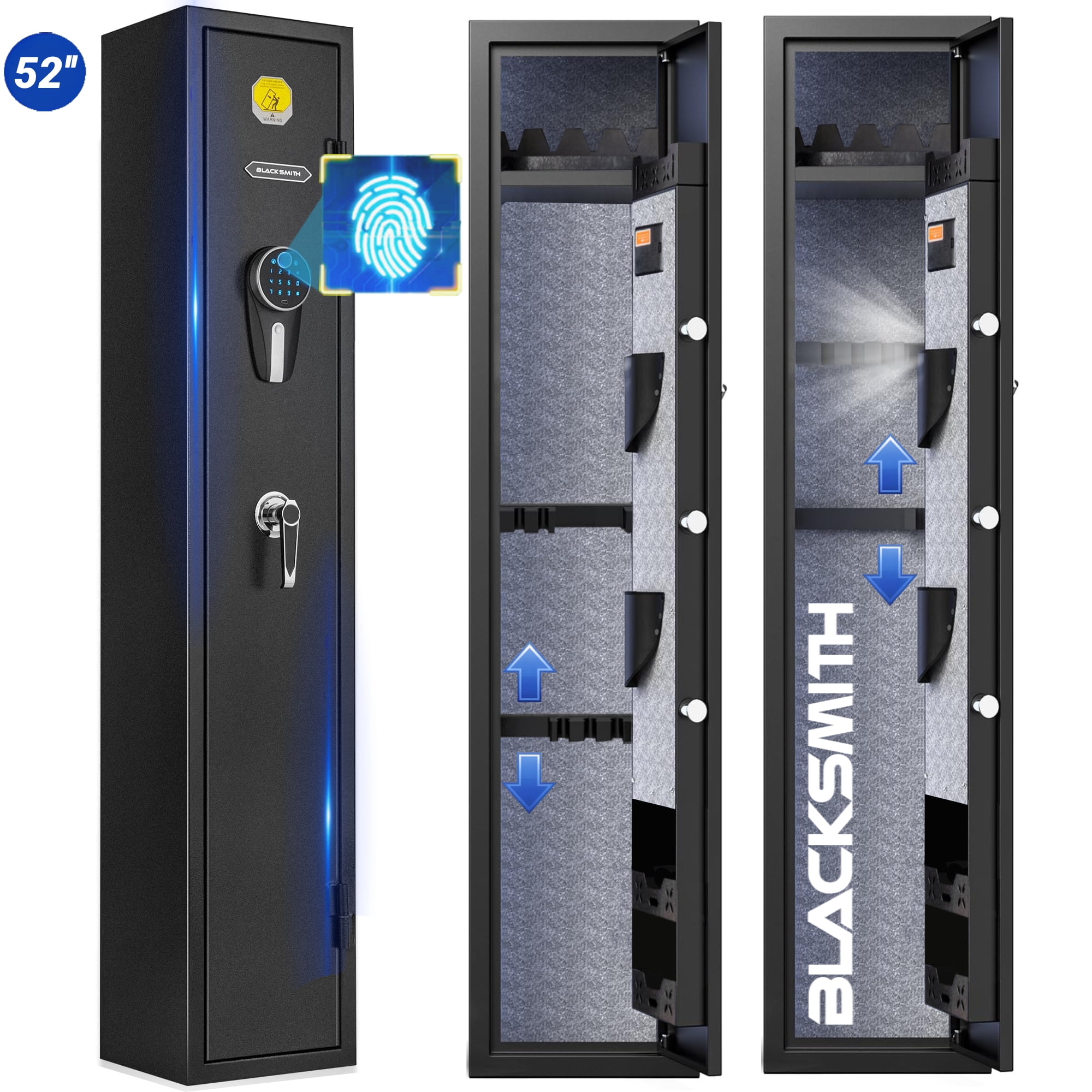 BlackSmith Biometric Gun Safe for Rifles Shotguns with Digital Keypad Wall Mountable Walmart