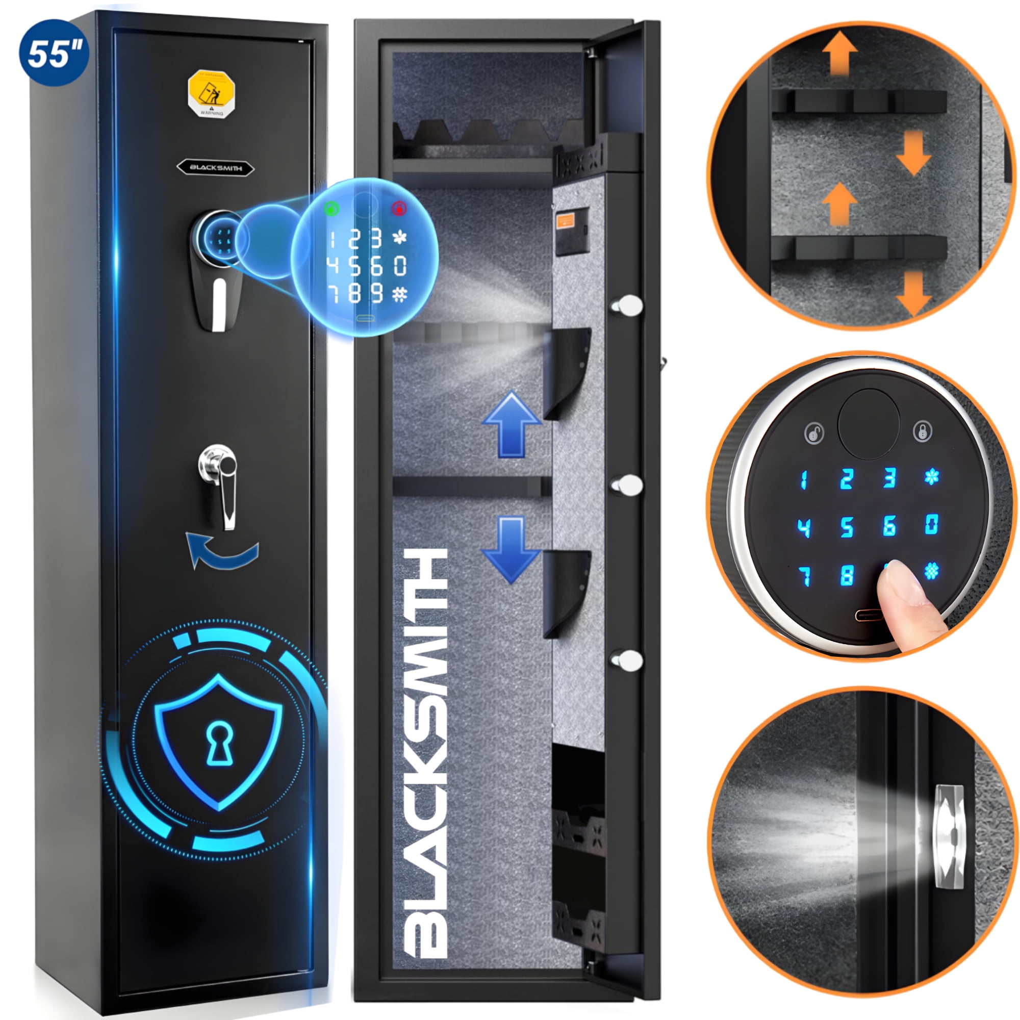 BlackSmith Security Gun Safe: Wall Mount Cabinet for 6 Rifles, 7 ...