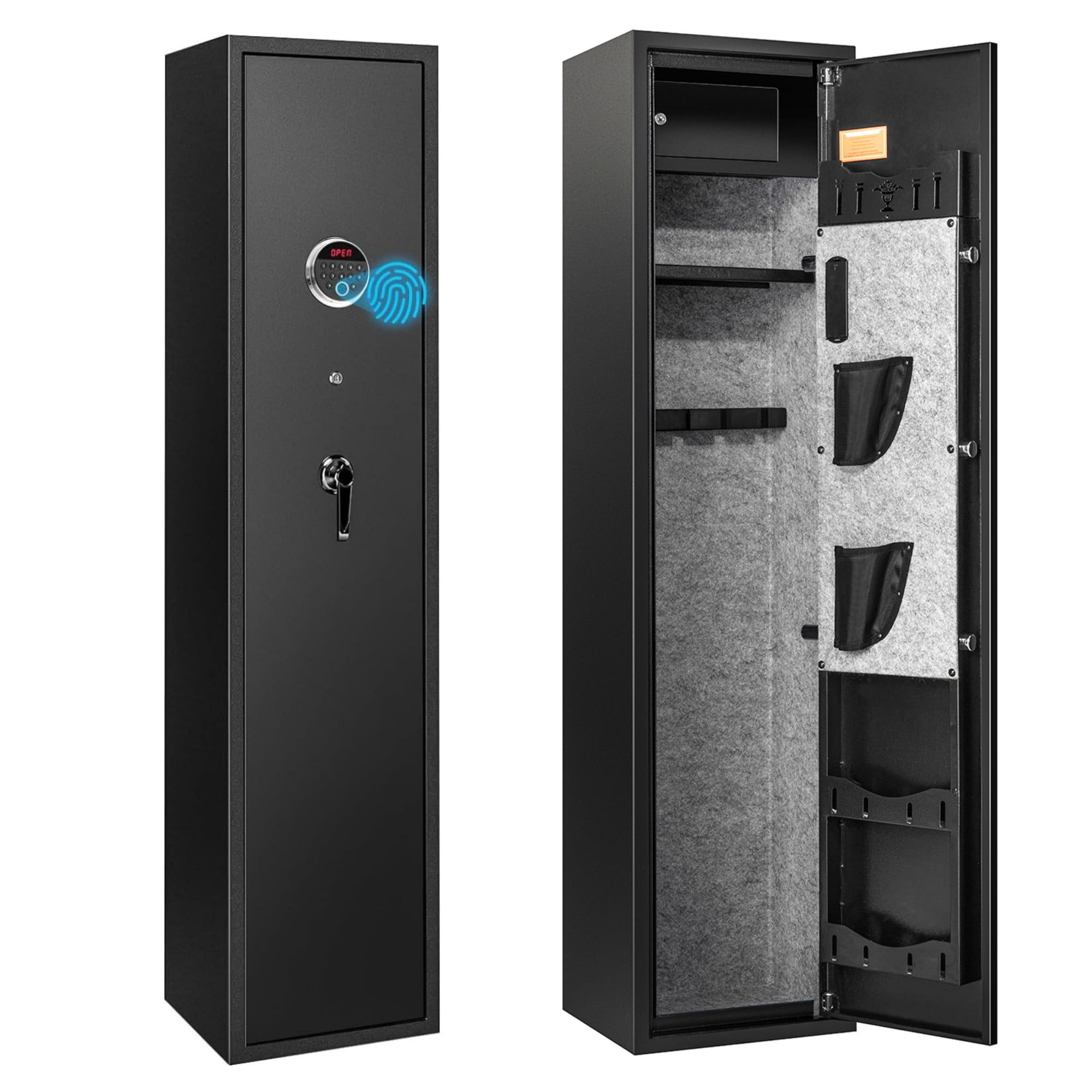 BlackSmith Large Gun Cabinet Fingerprint Biometric Gun Safe for 6 ...